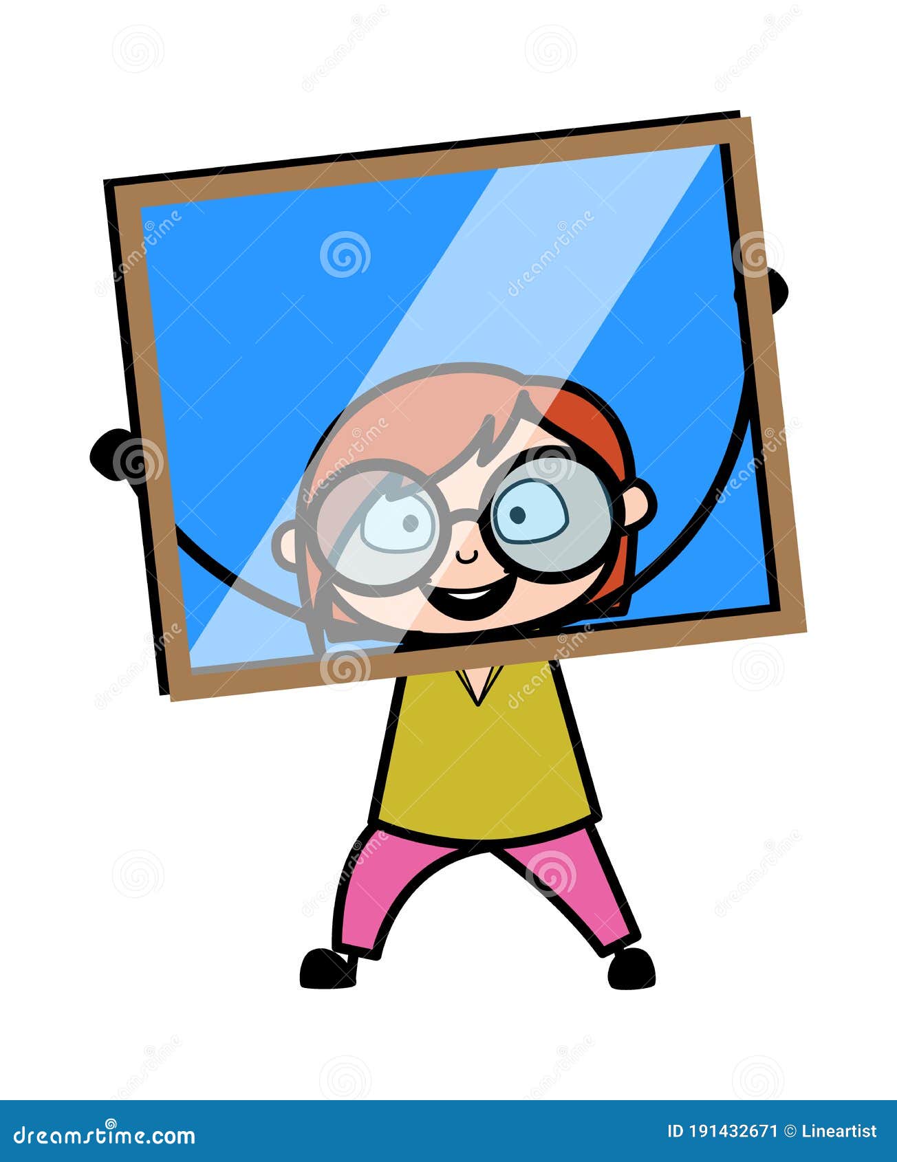 Cartoon Teacher Looking from Glass Frame Stock Illustration ...