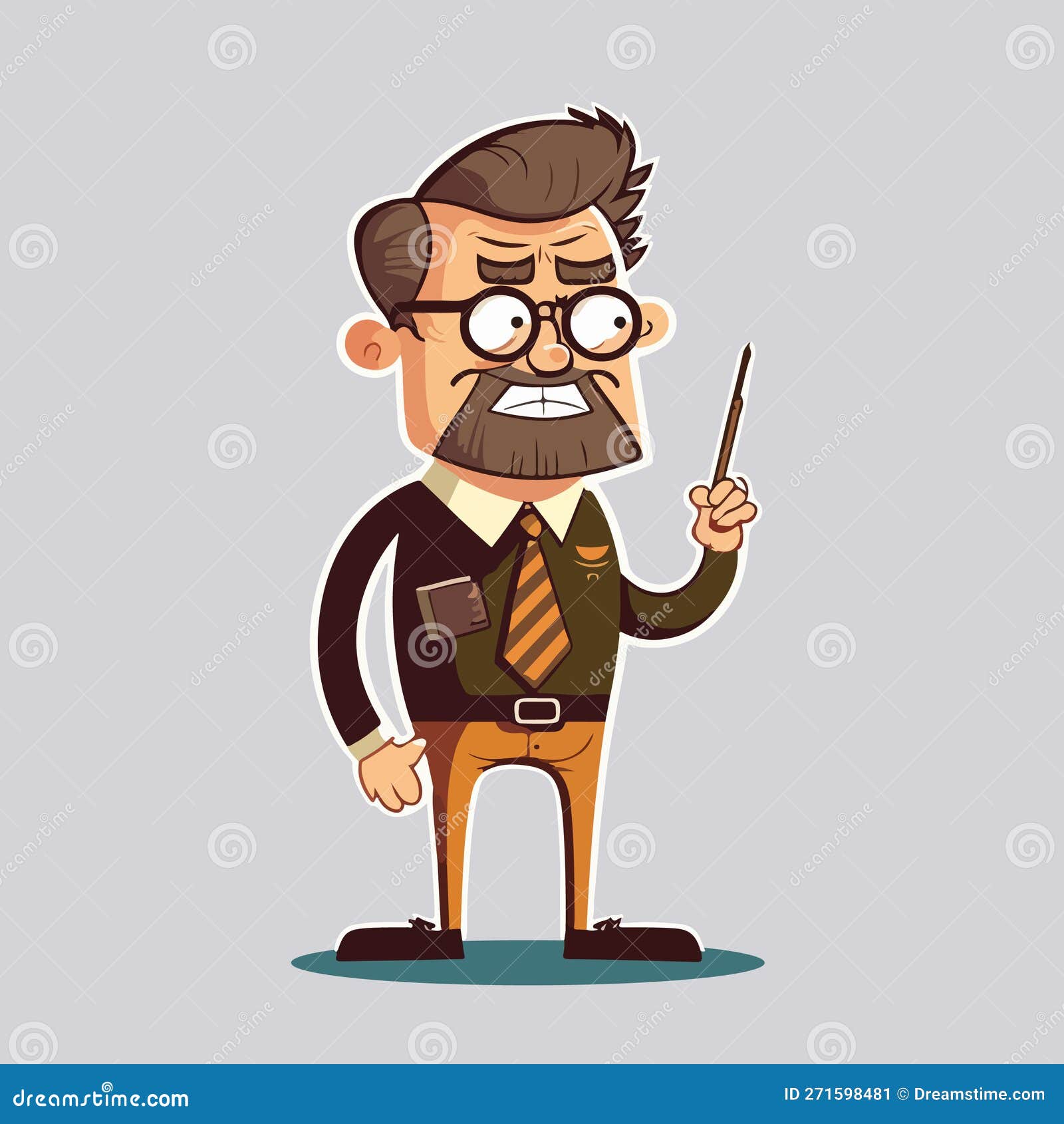 Cartoon Teacher with a Pointer in His Hand. Stock Vector - Illustration ...