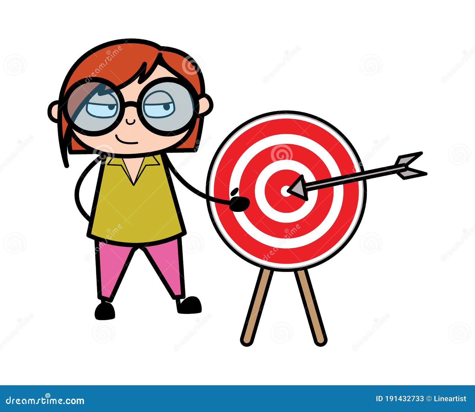 Cartoon Teacher Showing Dart-board Goal Stock Illustration ...