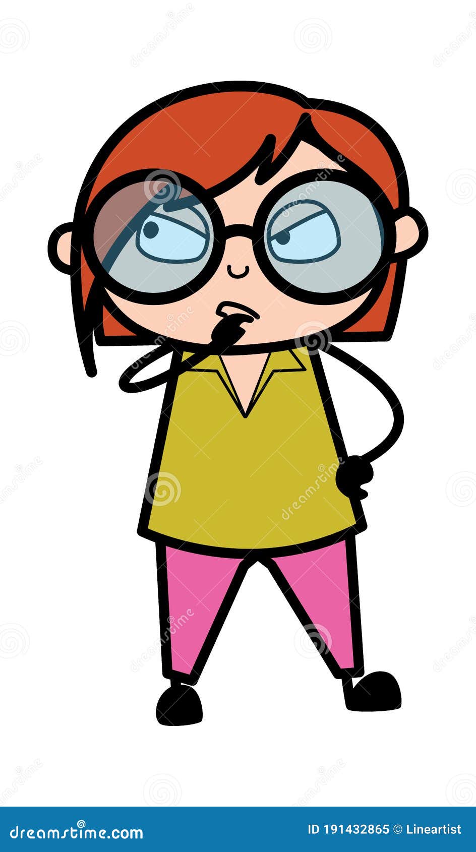 Cartoon Teacher Thinking Seriously Stock Illustration - Illustration of ...