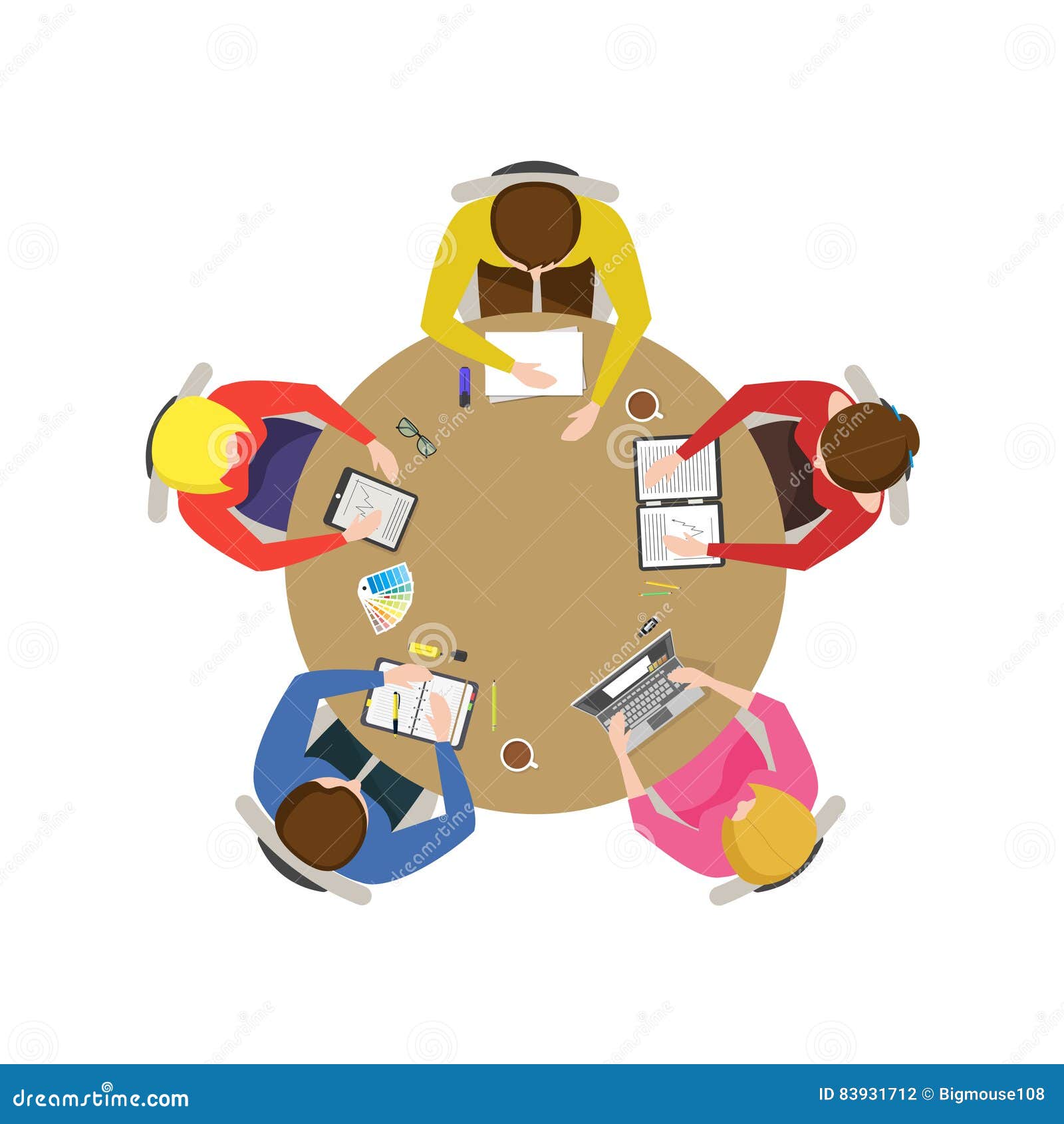 Cartoon Team Meeting Table. Vector | CartoonDealer.com #93387461 Cartoon Team Meeting Table. Vector | CartoonDealer.com #93387461