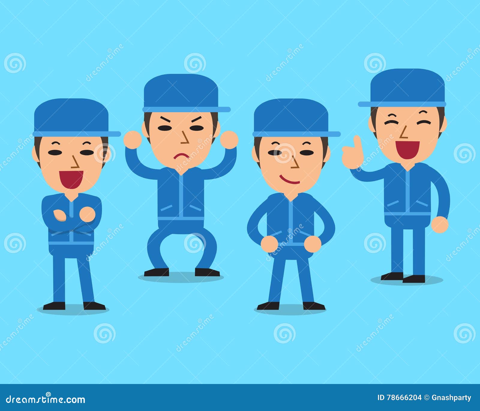 Cartoon Technician Character Poses Stock Vector - Illustration of ...