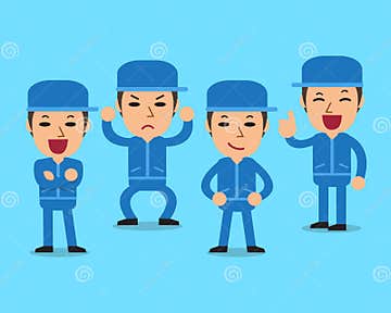 Cartoon Technician Character Poses Stock Vector - Illustration of ...