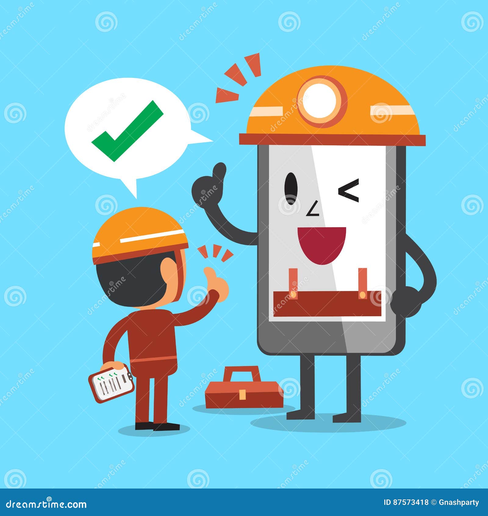 Cartoon Technician and Smartphone Stock Vector - Illustration of good ...