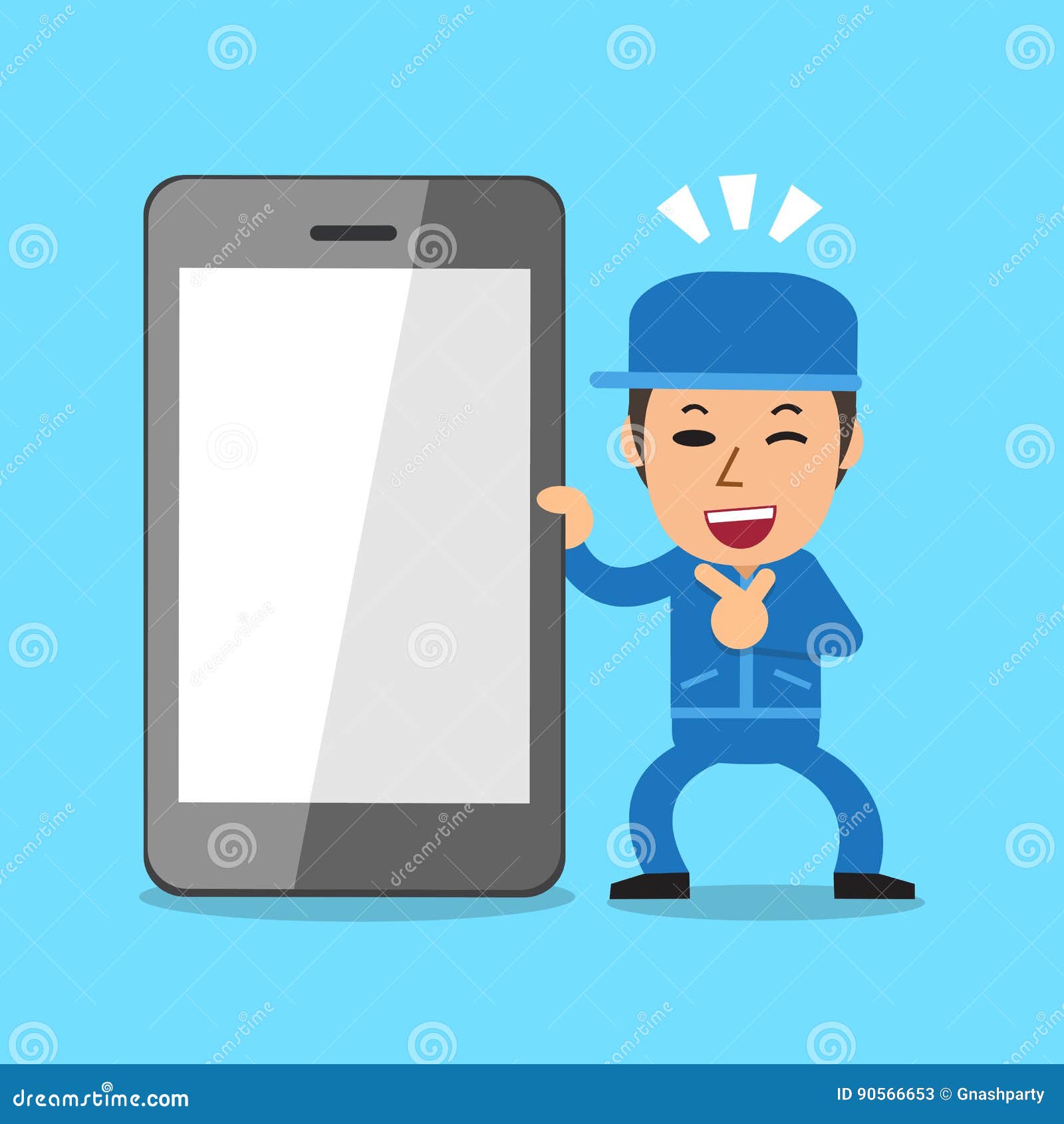 Cartoon a Technician and Smartphone Stock Vector - Illustration of ...