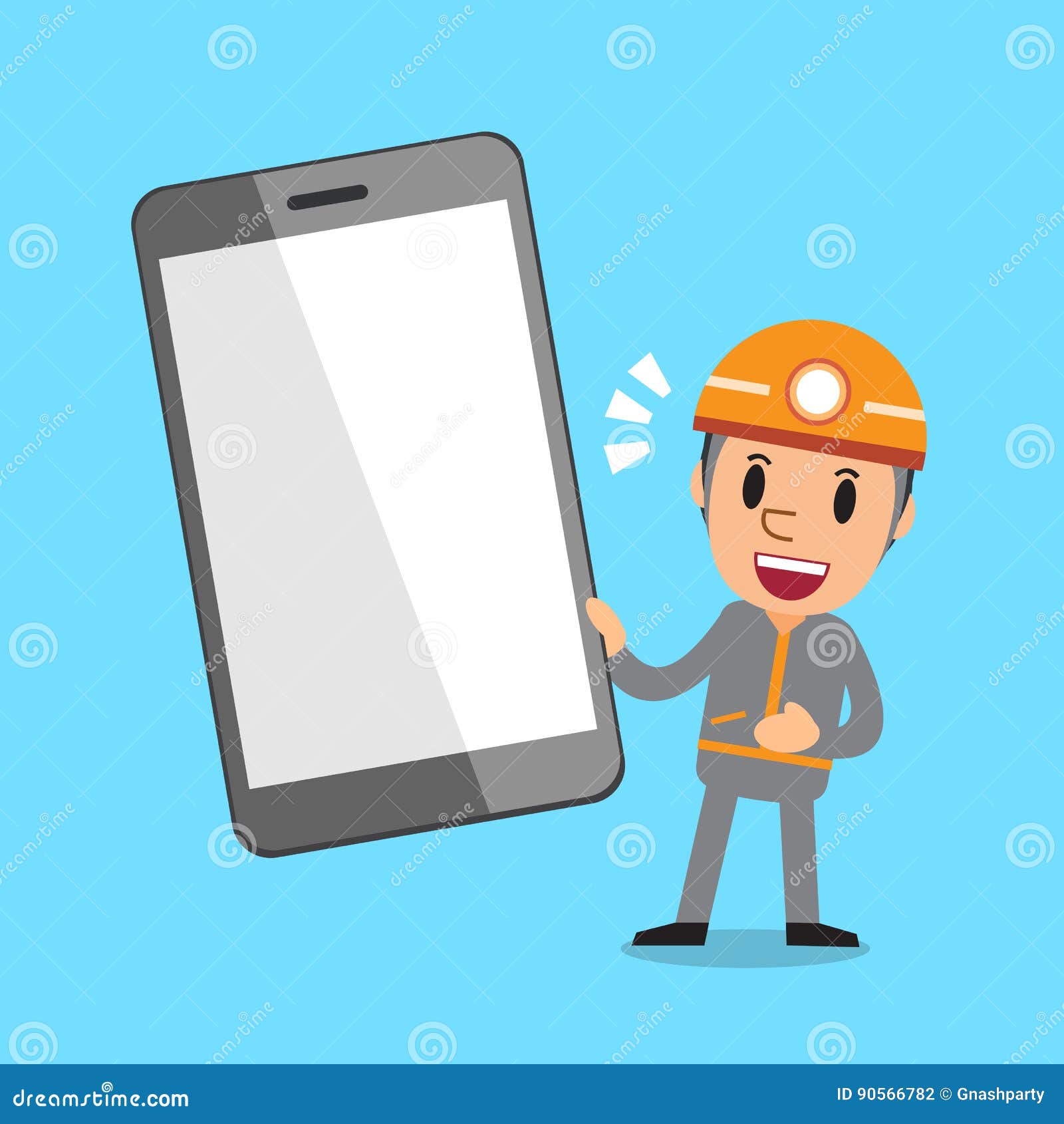 Cartoon Technician with Smartphone Stock Vector - Illustration of icon ...