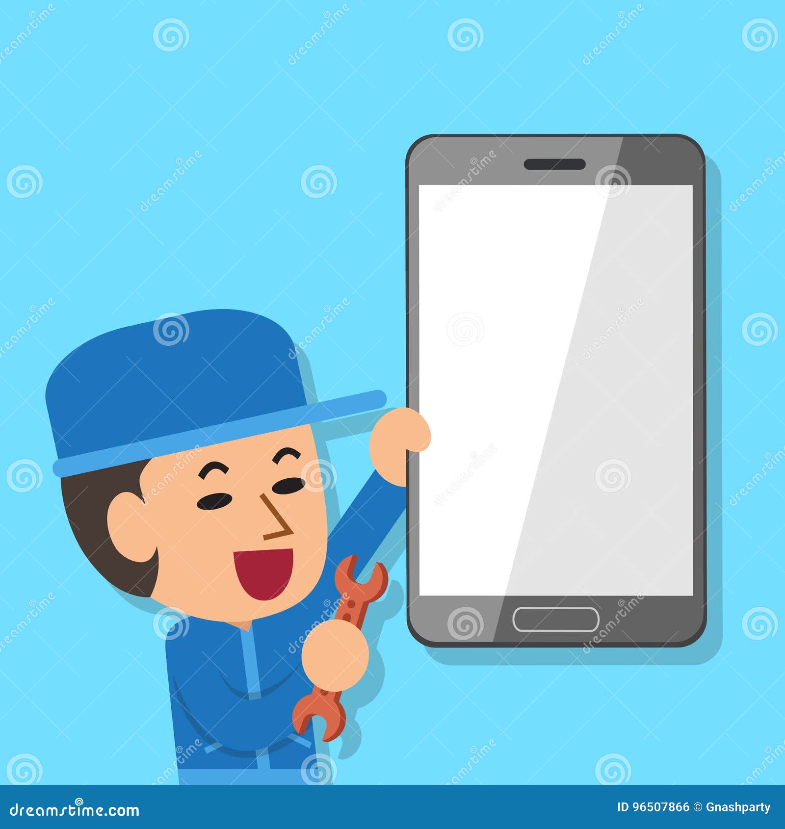 Cartoon a Technician and Smartphone Stock Vector - Illustration of ...
