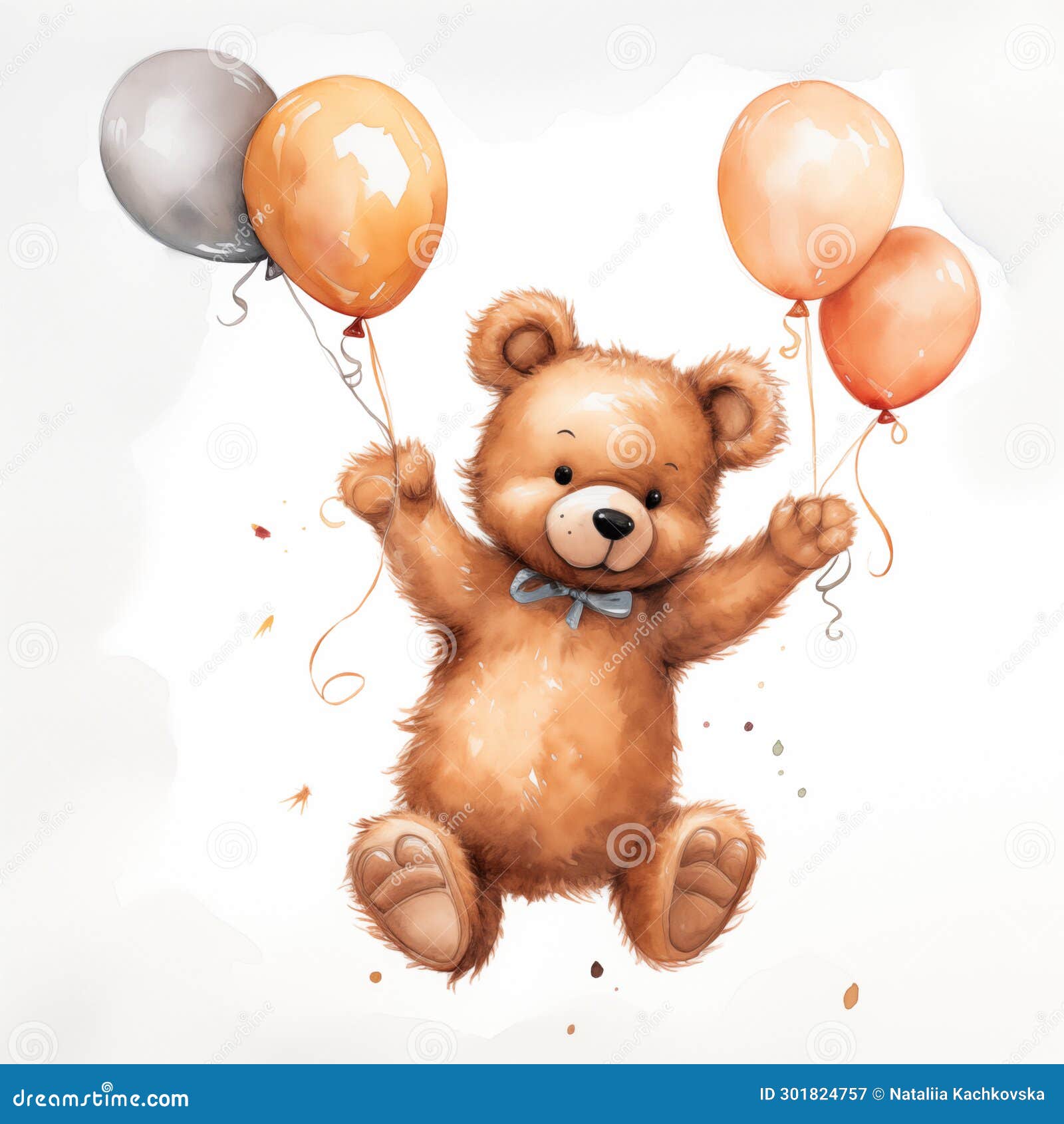 Cartoon Teddy Bear with Balloons Stock Illustration - Illustration of ...