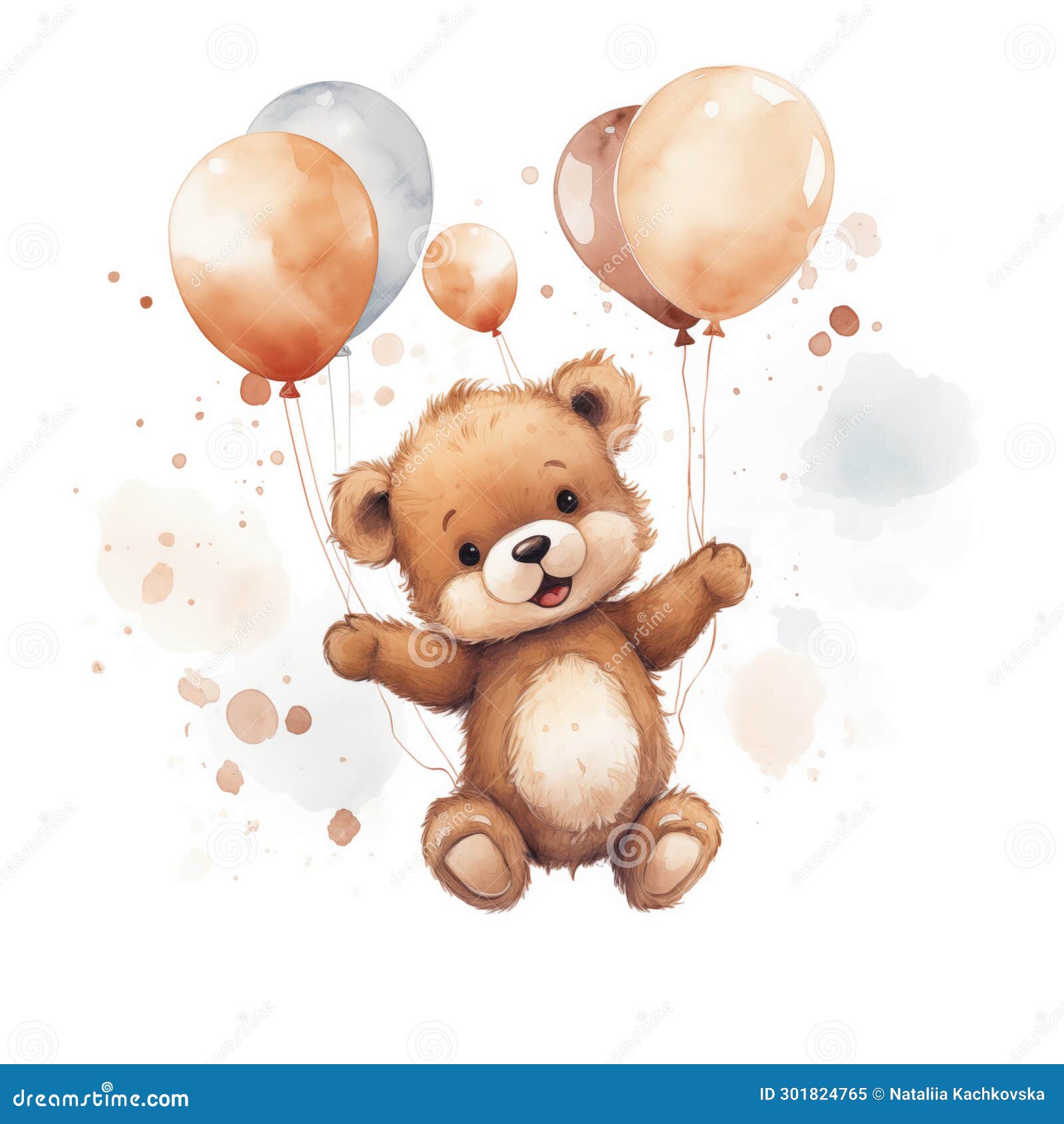 Cartoon Teddy Bear with Balloons Stock Illustration - Illustration of ...