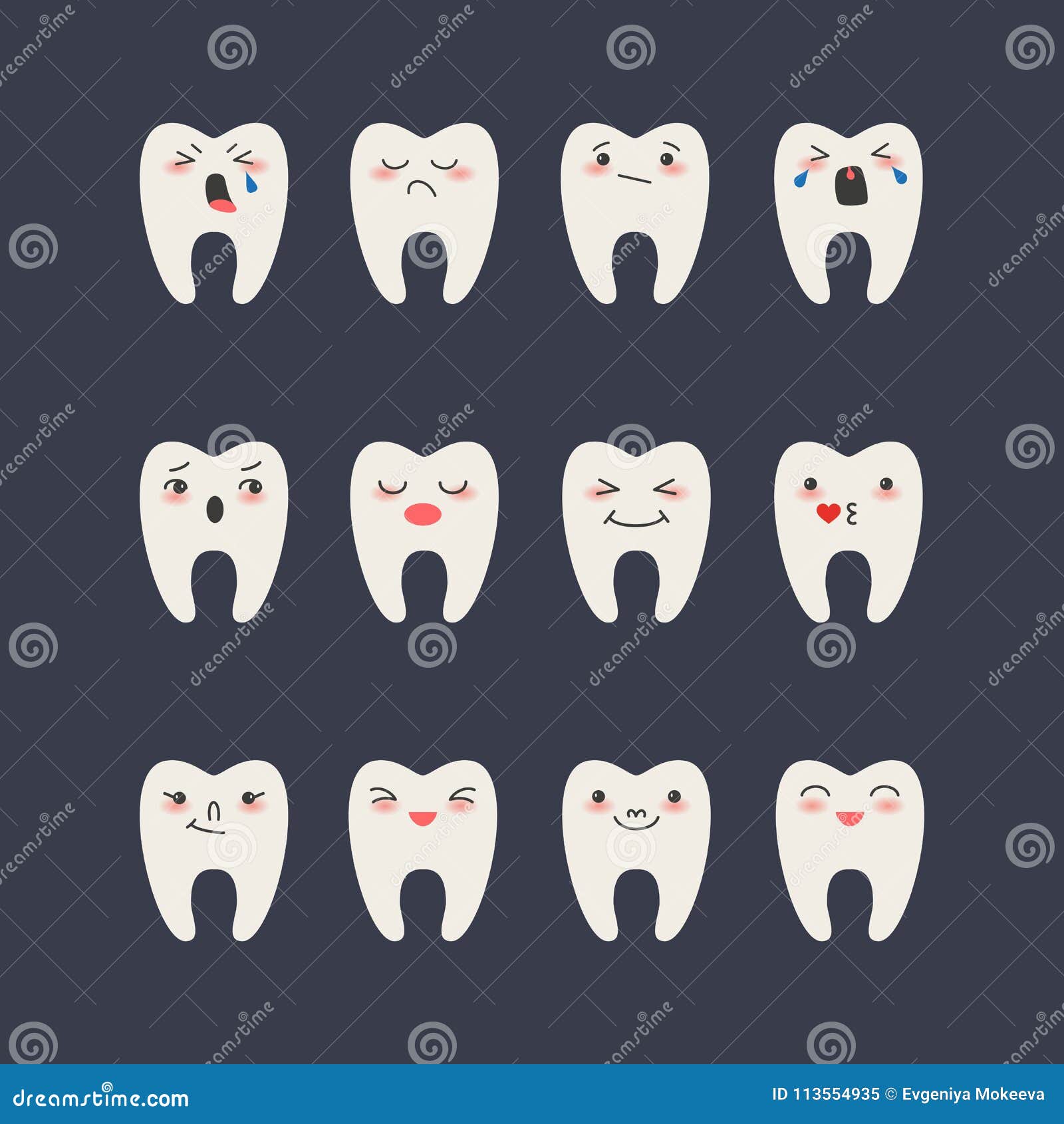 Cartoon Teeth on Dark Background. Stock Vector - Illustration of ...