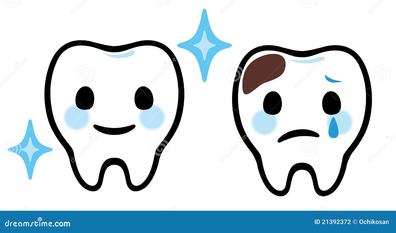 Scared Tooth With A Tissue Grafting. Cute Character With Facial ...
