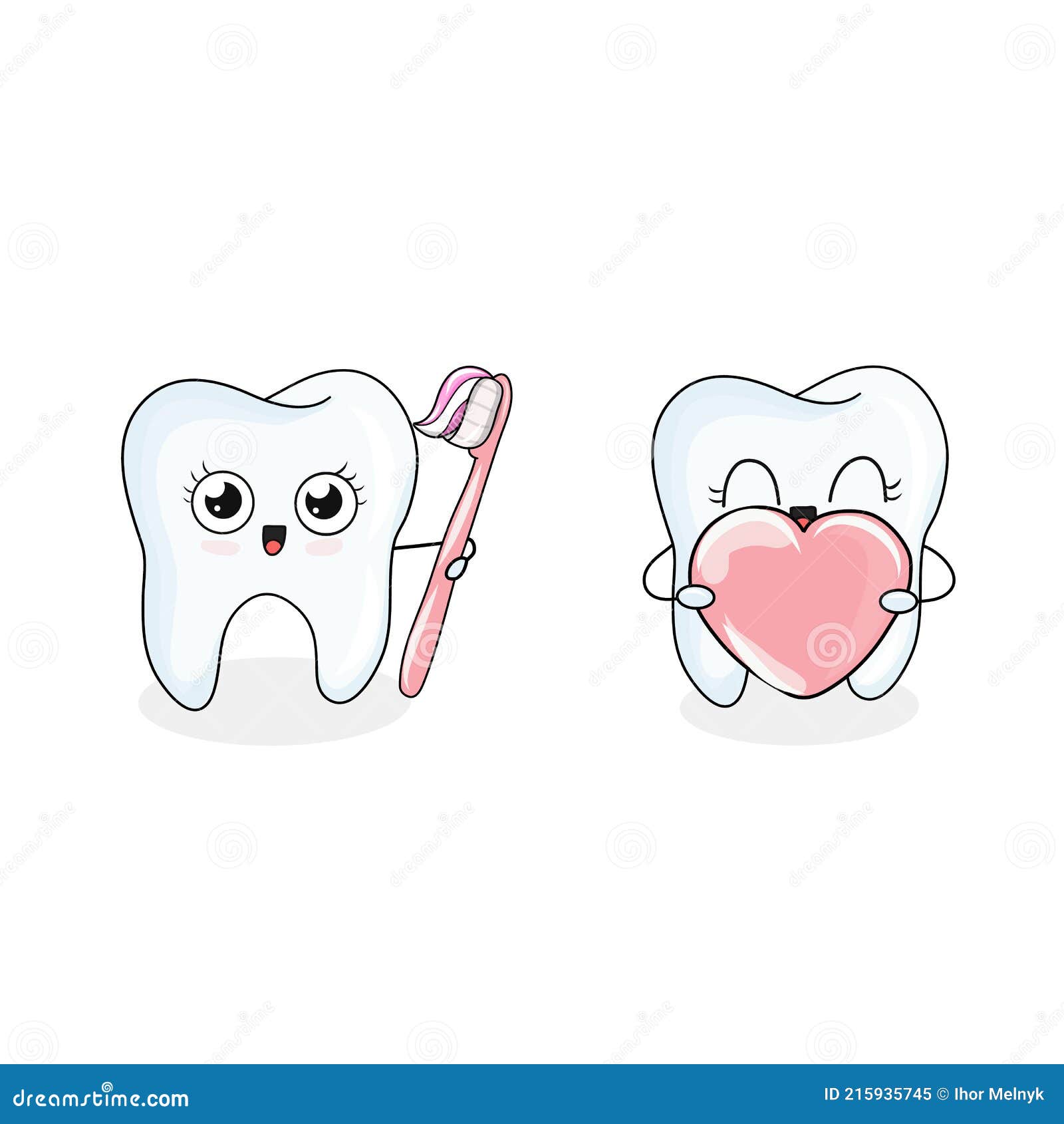 Cartoon teeth set stock vector. Illustration of doctor - 215935745