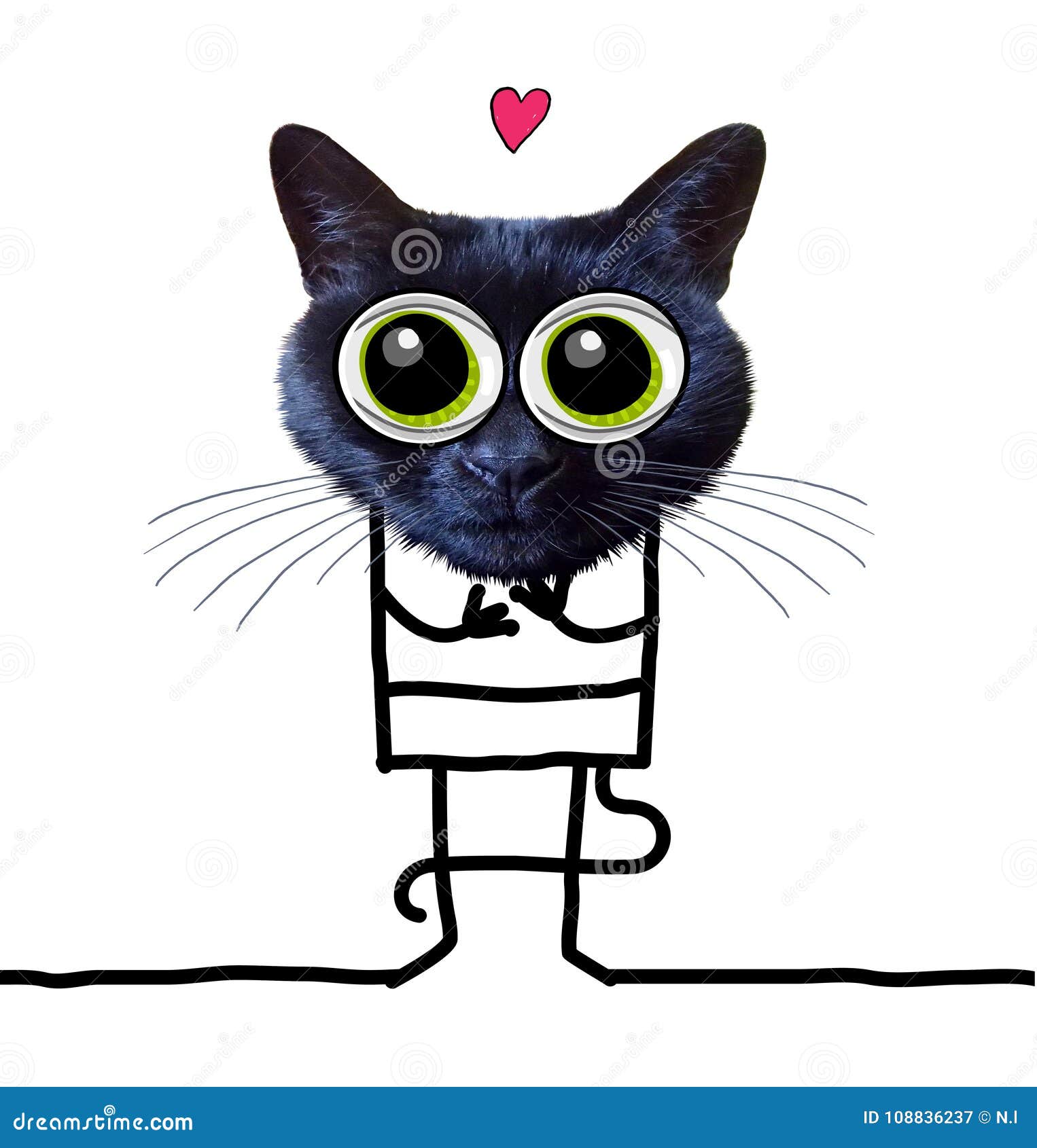 Cartoon Tender Funny Cat stock illustration. Illustration of mood ...