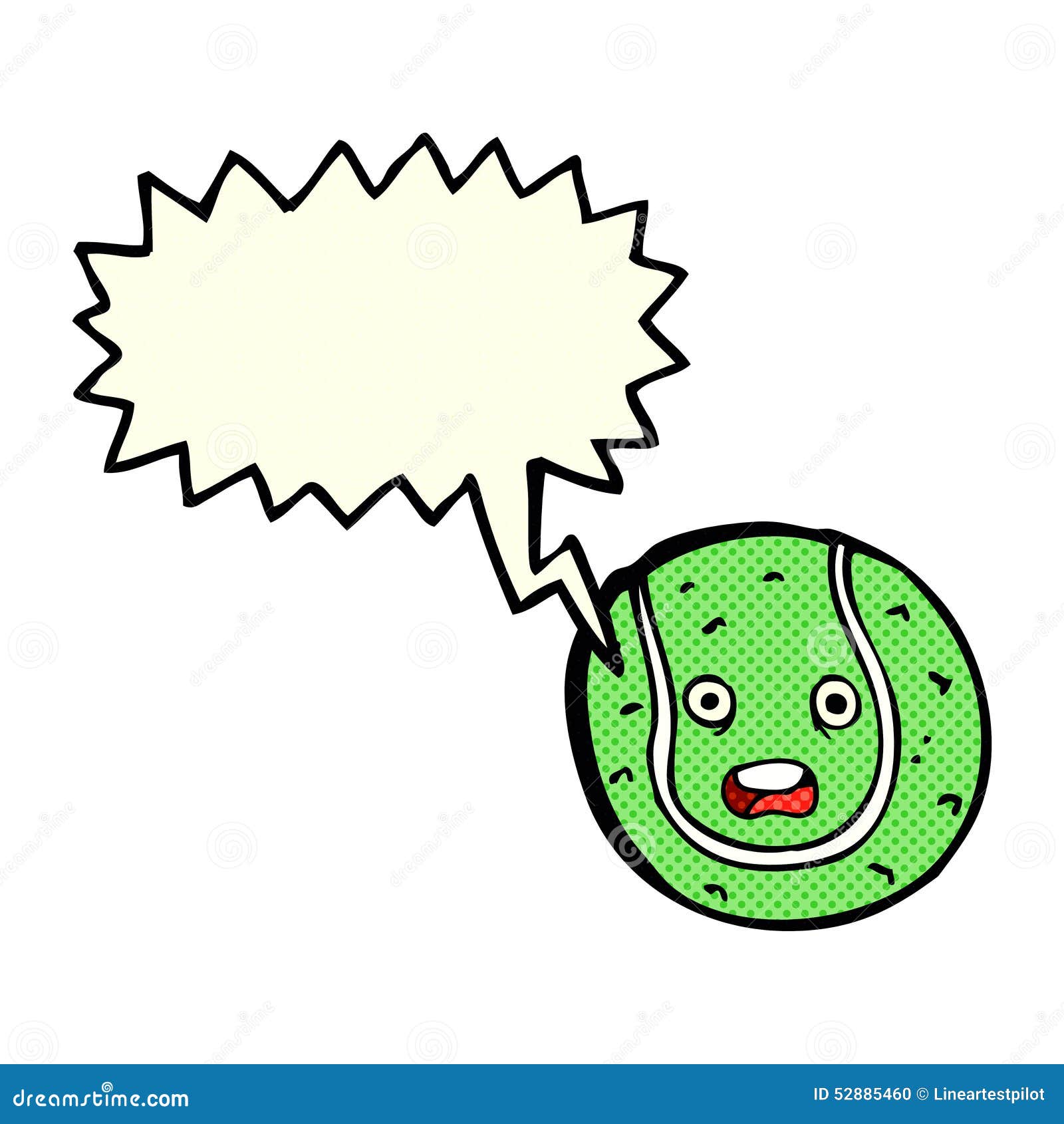 Cartoon Tennis Ball with Speech Bubble Stock Illustration ...
