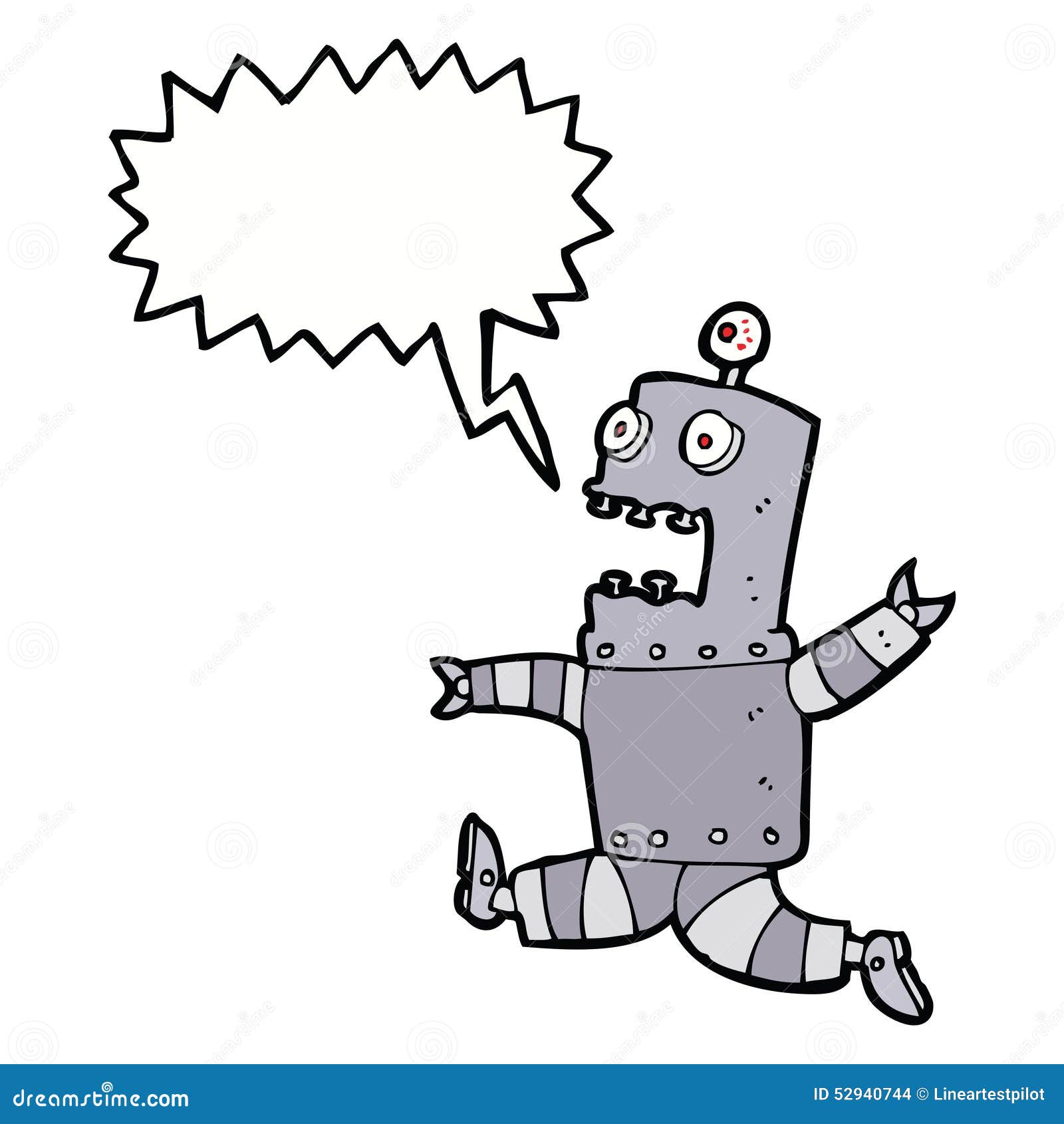 Cartoon Terrified Robot with Speech Bubble Stock Illustration ...