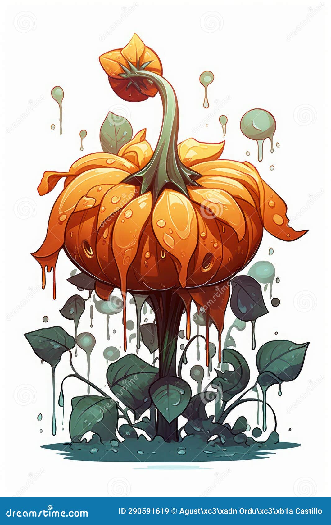 Cartoon of a Terrifying Flower. Halloween Illustration. Stock ...