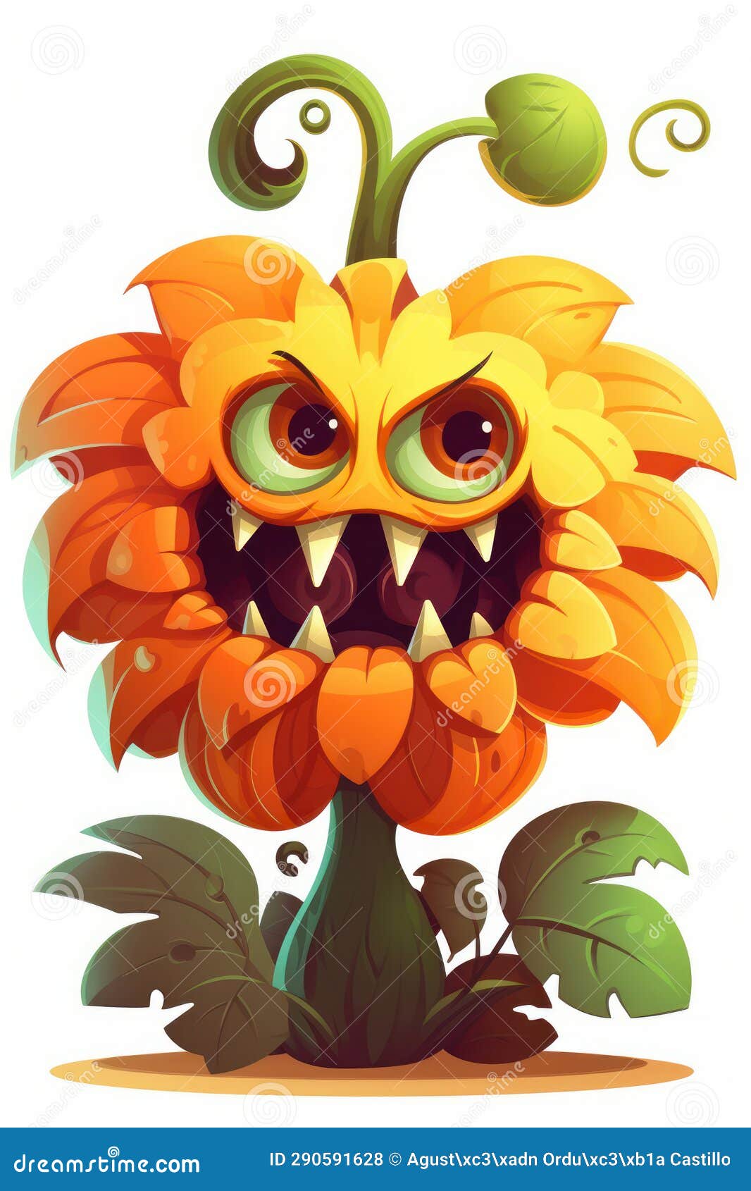 Cartoon of a Terrifying Flower. Halloween Illustration. Stock ...
