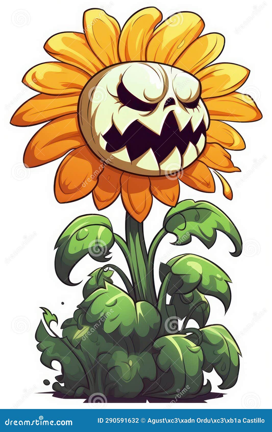 Cartoon of a Terrifying Flower. Halloween Illustration. Stock ...