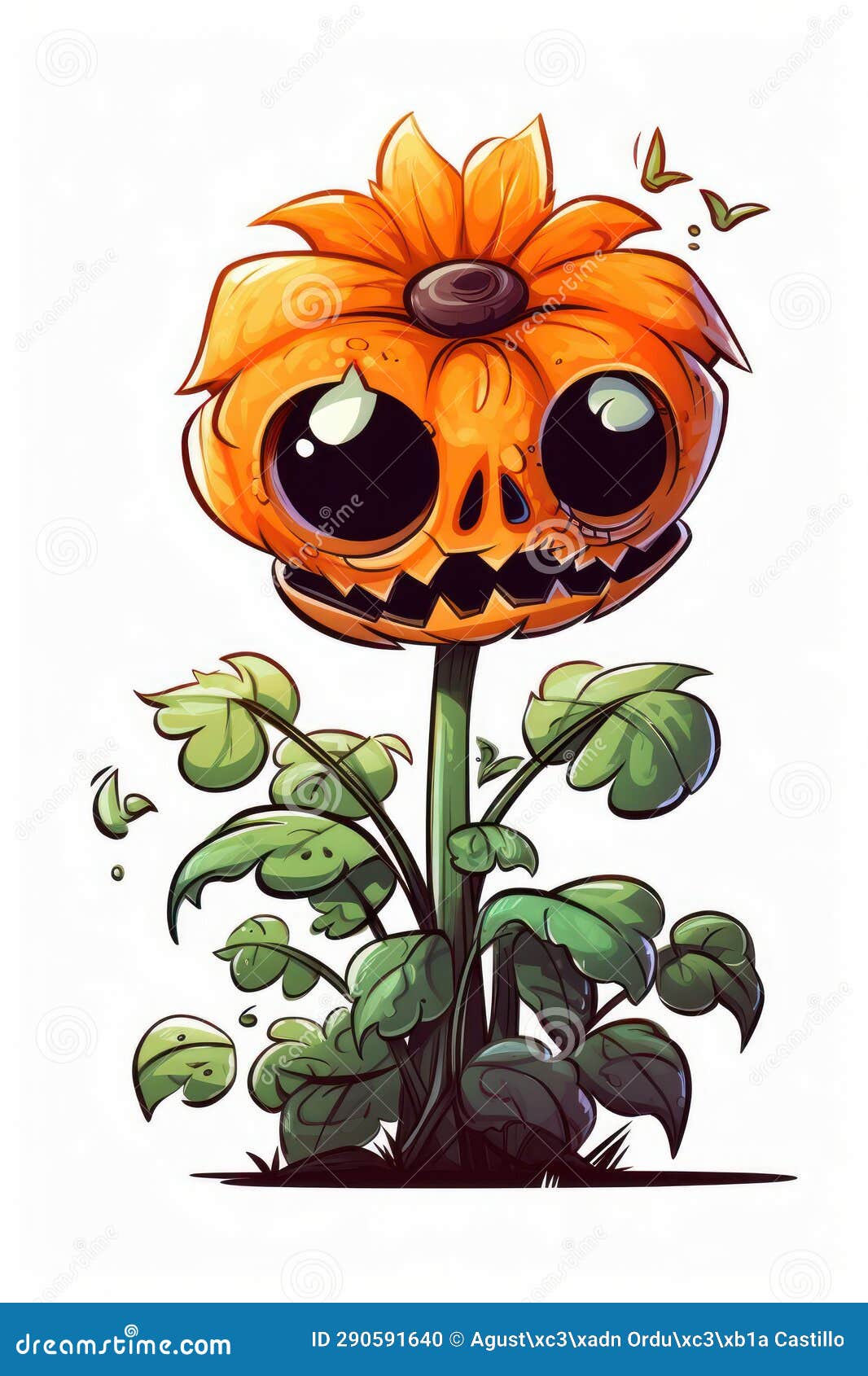 Cartoon of a Terrifying Flower. Halloween Illustration. Stock ...