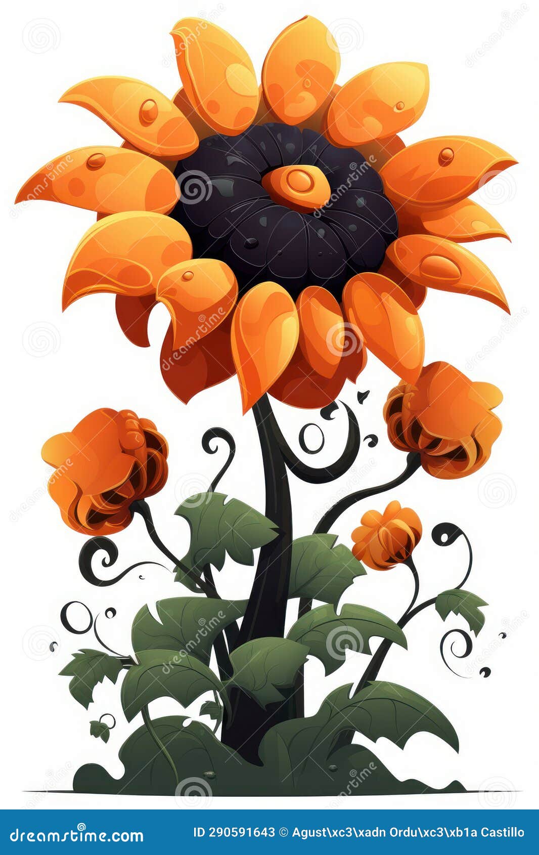 Cartoon of a Terrifying Flower. Halloween Illustration. Stock ...