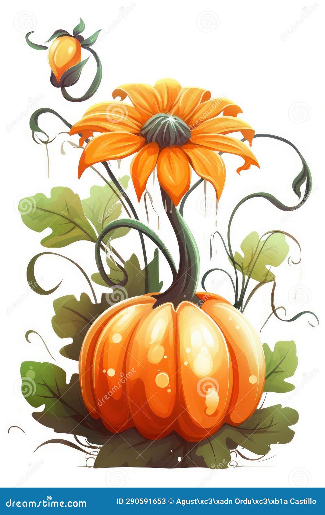 Cartoon of a Terrifying Flower. Halloween Illustration. Stock ...