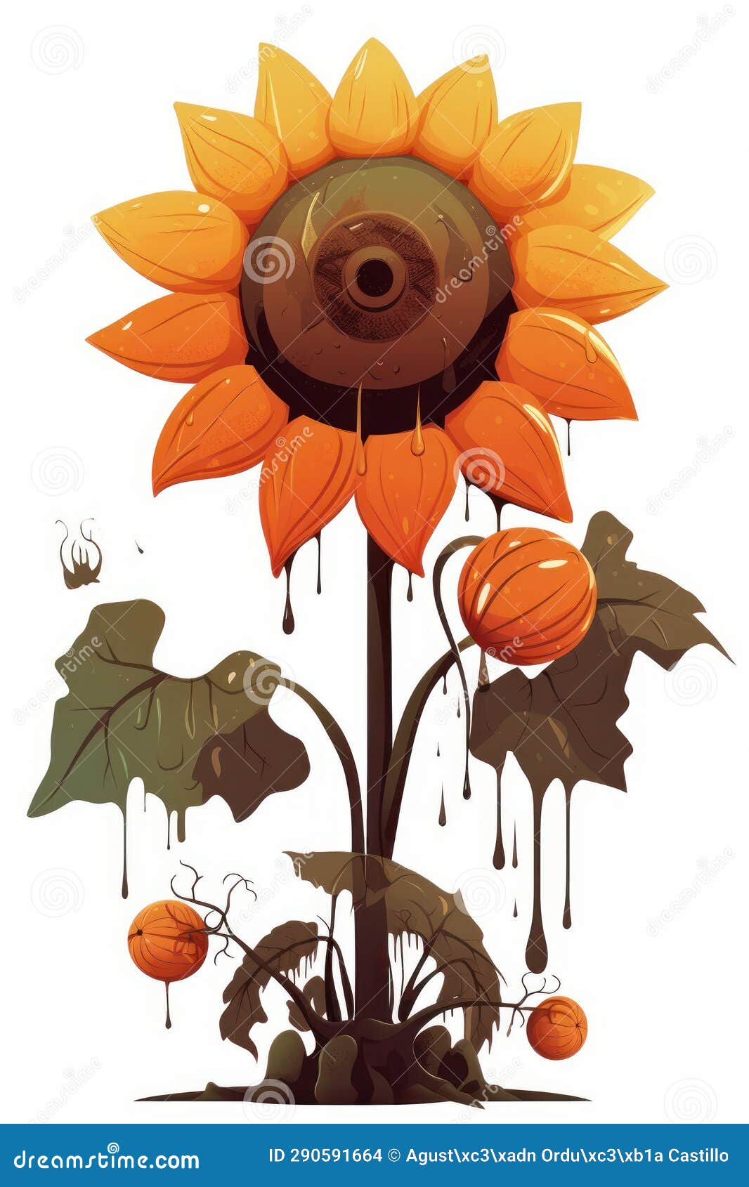 Cartoon of a Terrifying Flower. Halloween Illustration. Stock ...