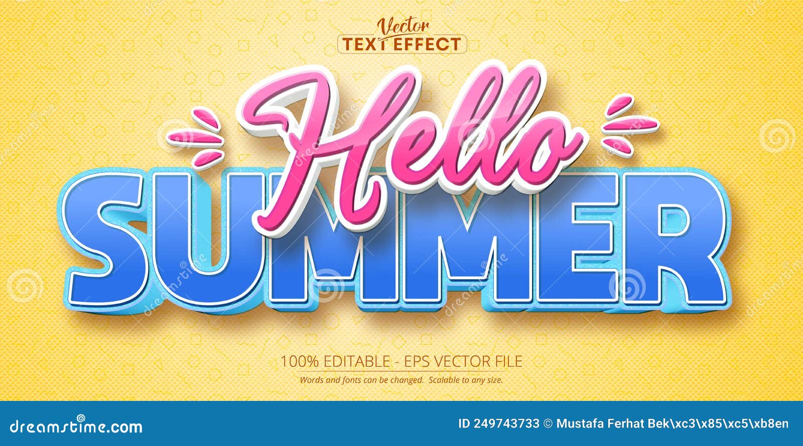 Cartoon Text Effect, Editable Hello Summer Text and Comic Text Style ...