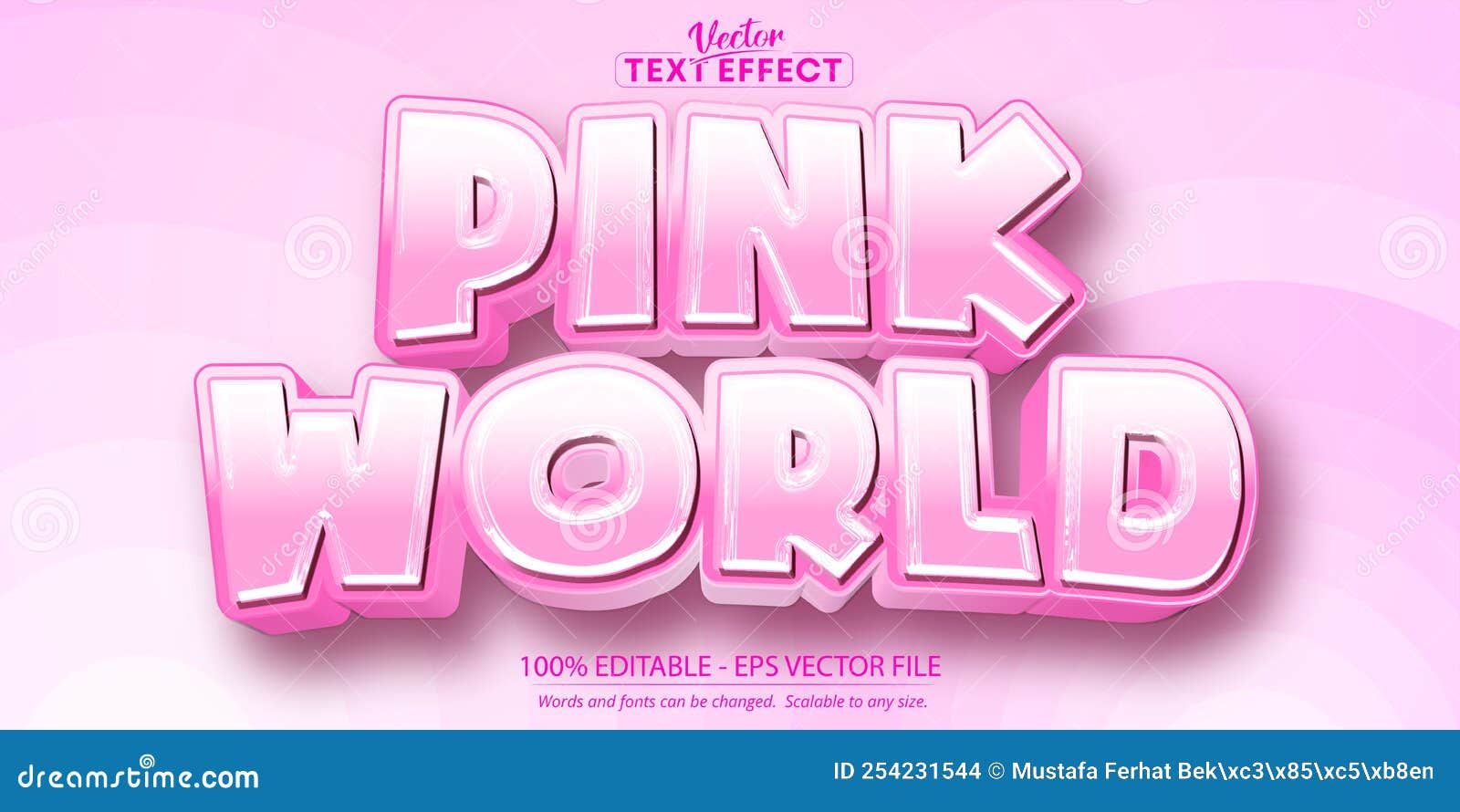 Cartoon Text Effect, Editable Pink World Text and Comic Text Style ...