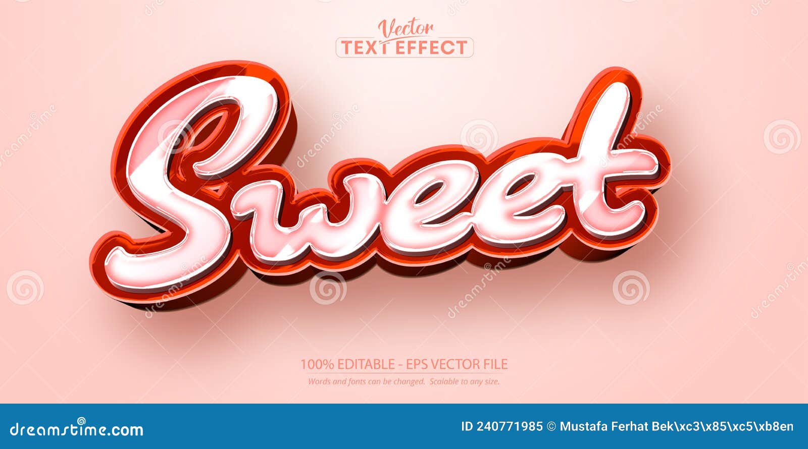 Cartoon Text Effect, Editable Red Sweet Text and Comic Text Style Stock ...