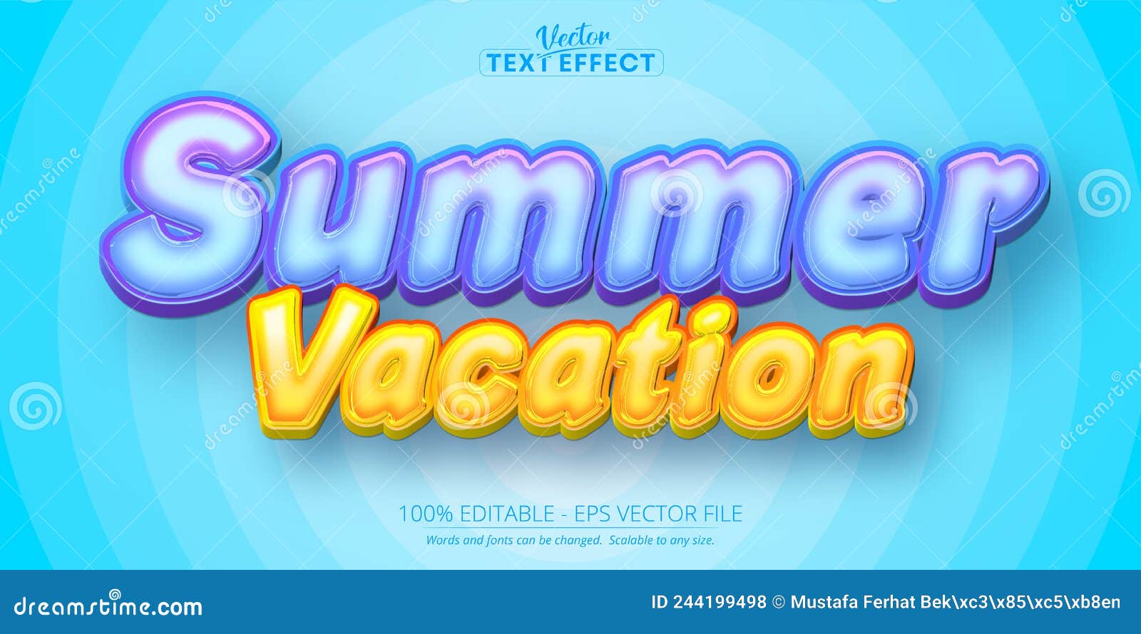 Cartoon Text Effect, Editable Summer Vacation Text and Comic Text Style ...