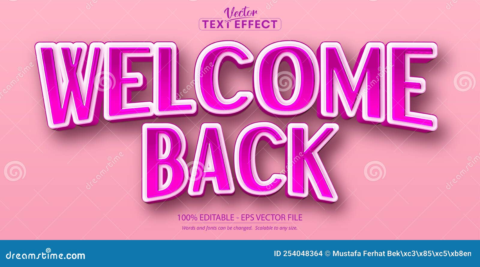 Cartoon Text Effect, Editable Welcome Back Banner Design Stock Vector ...