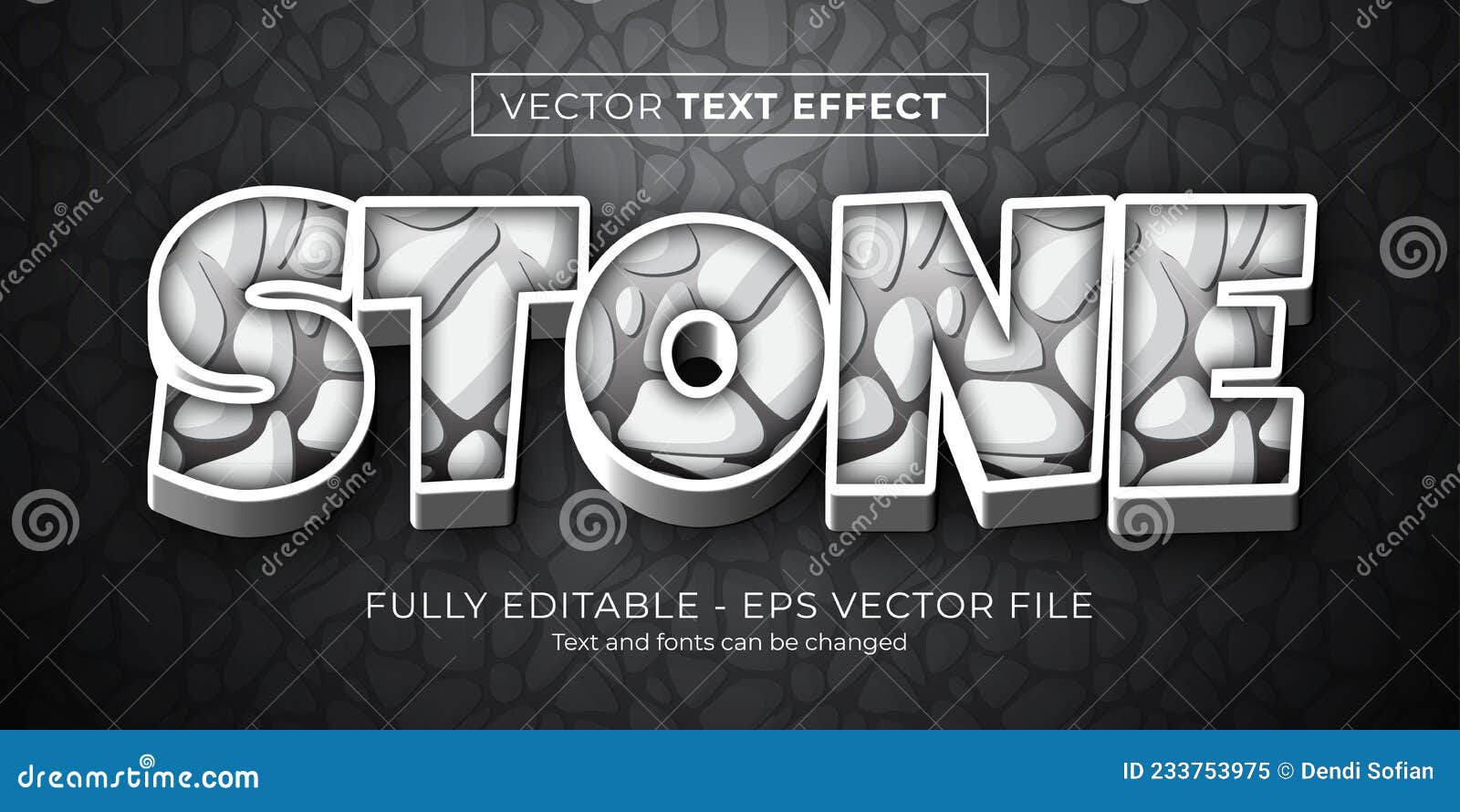 Cartoon Text Effect with Stone Pattern Stock Vector - Illustration of ...