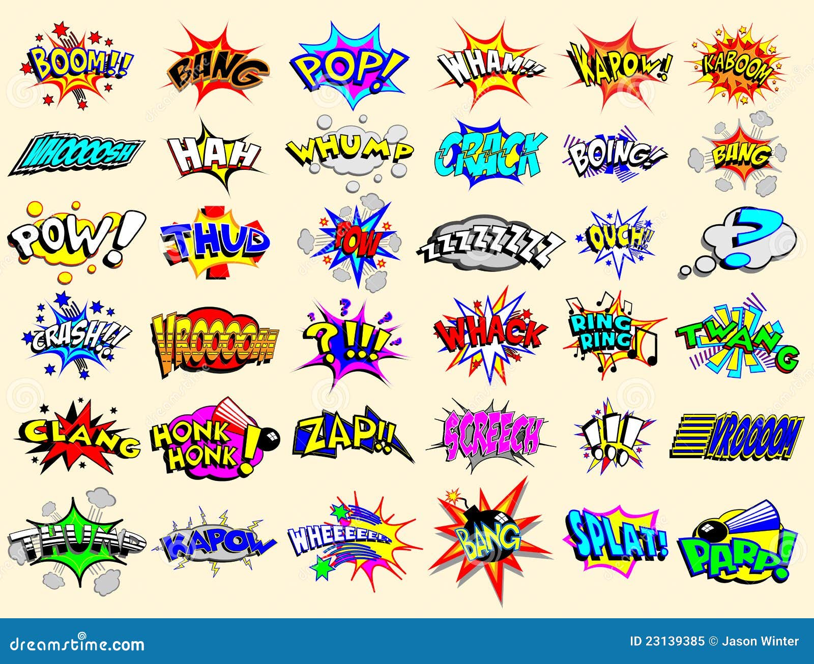 Cartoon text explosions stock vector. Illustration of speech - 23139385