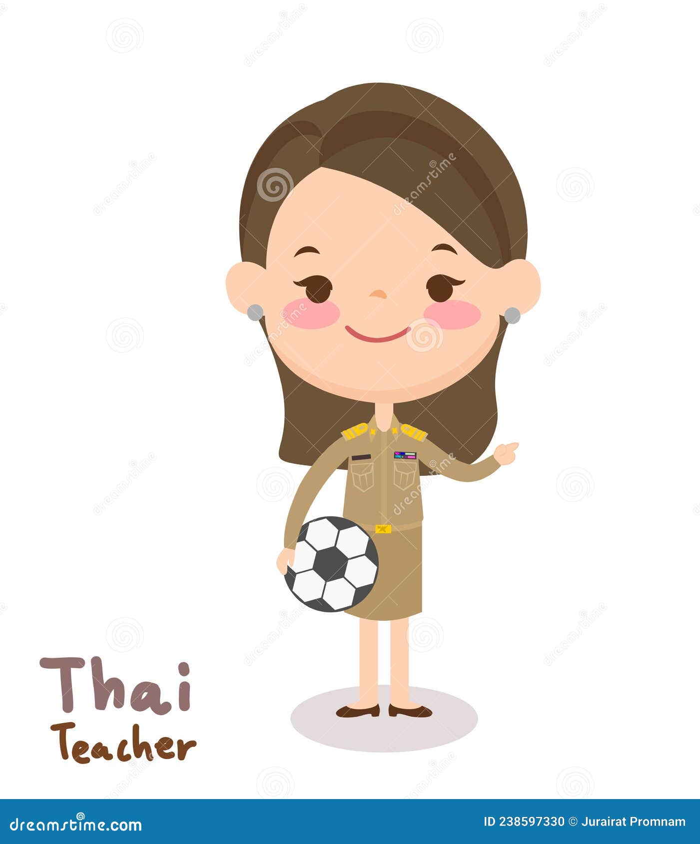 Cartoon Thai Teacher Character Vector. Stock Vector - Illustration of ...