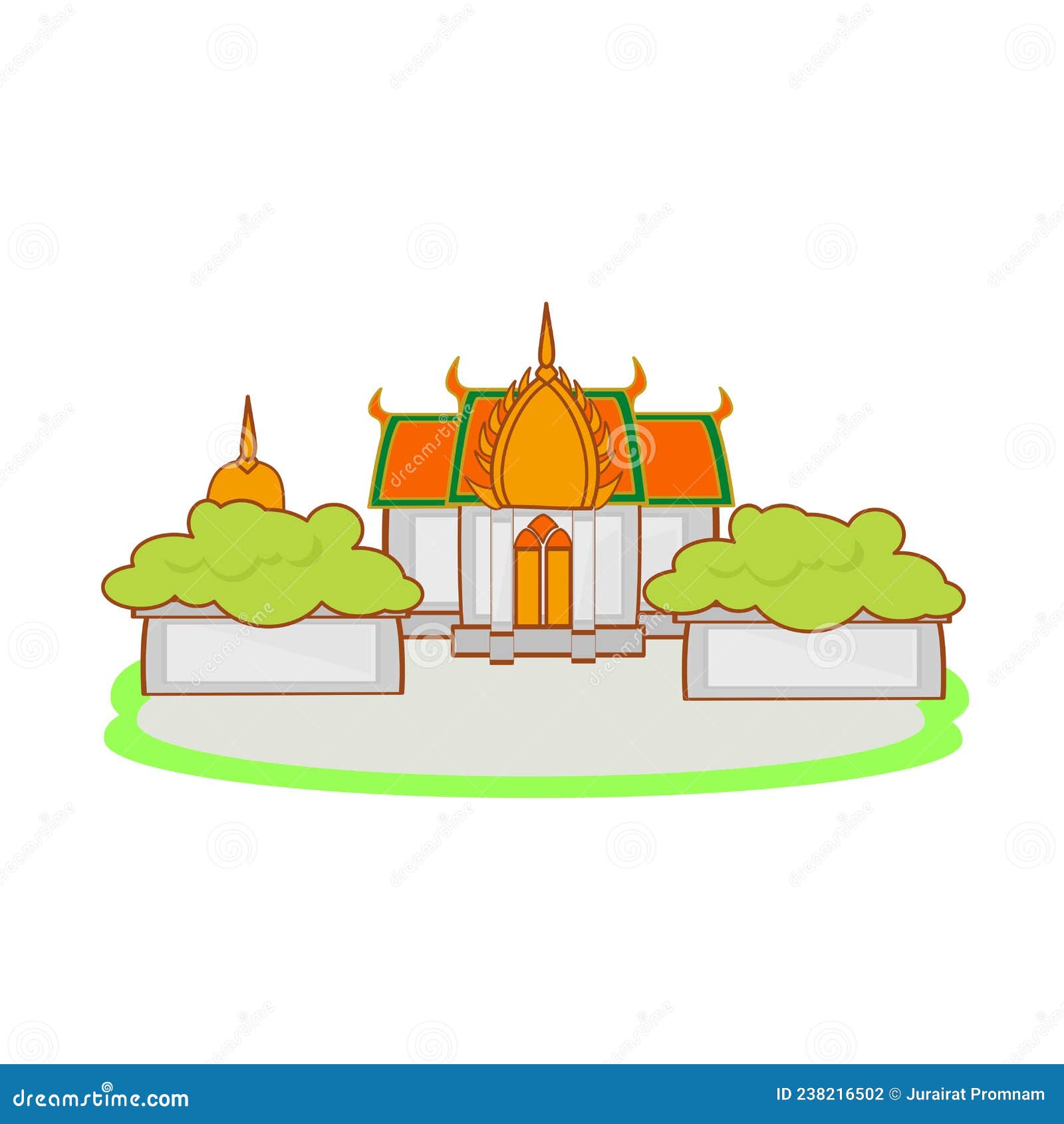 Cartoon Thai Temple Vector on Background. Stock Vector - Illustration ...