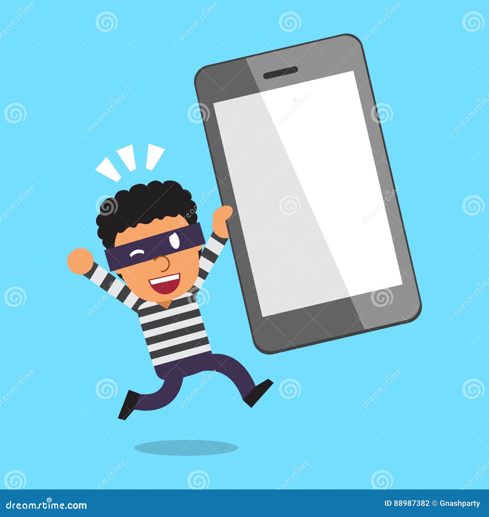 Cartoon Thief and Big Smartphone Stock Vector - Illustration of mobile ...