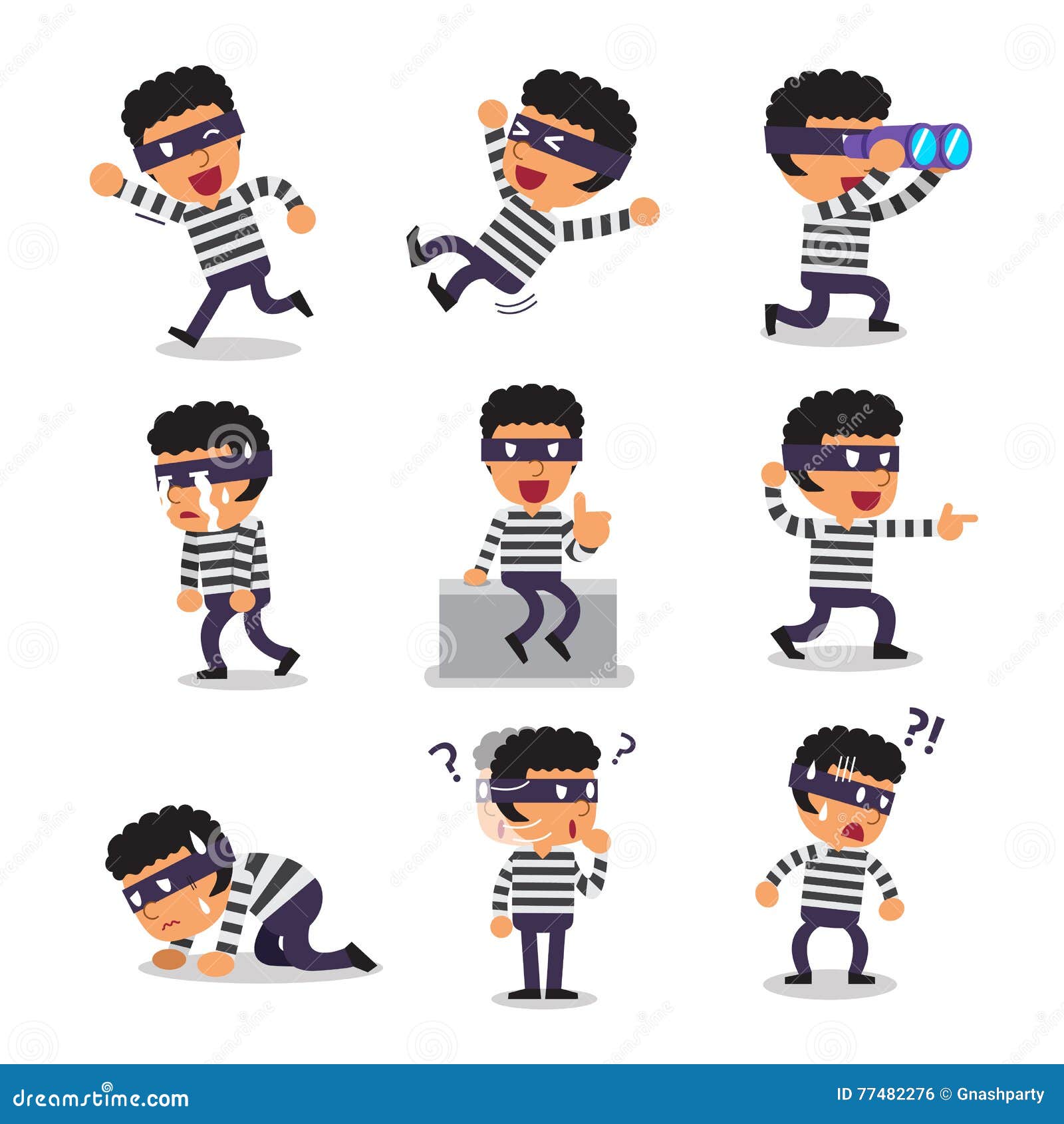 Thief Poses - Set Of Concepts Vector Illustrations | CartoonDealer.com ...