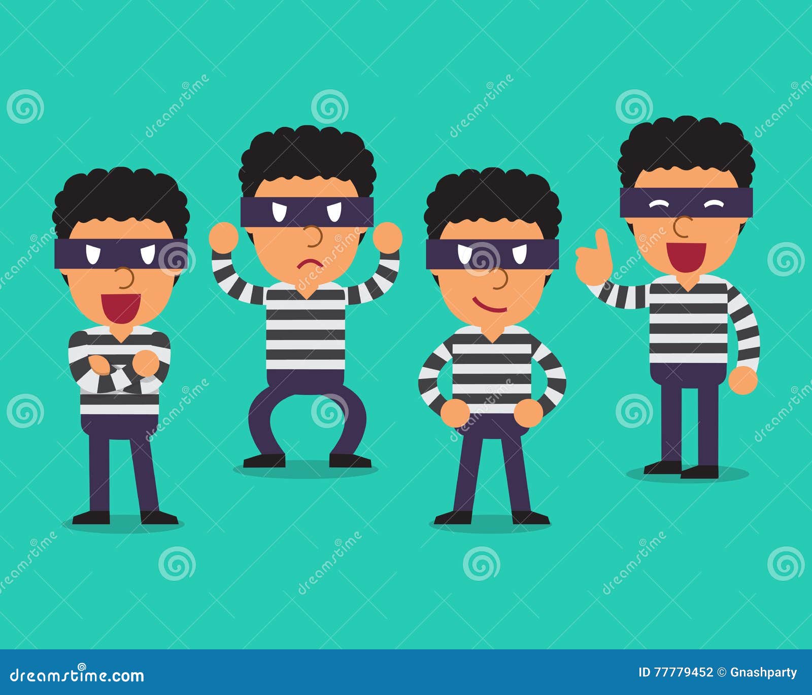 Cartoon Thief Character Poses Stock Vector - Illustration of creative ...