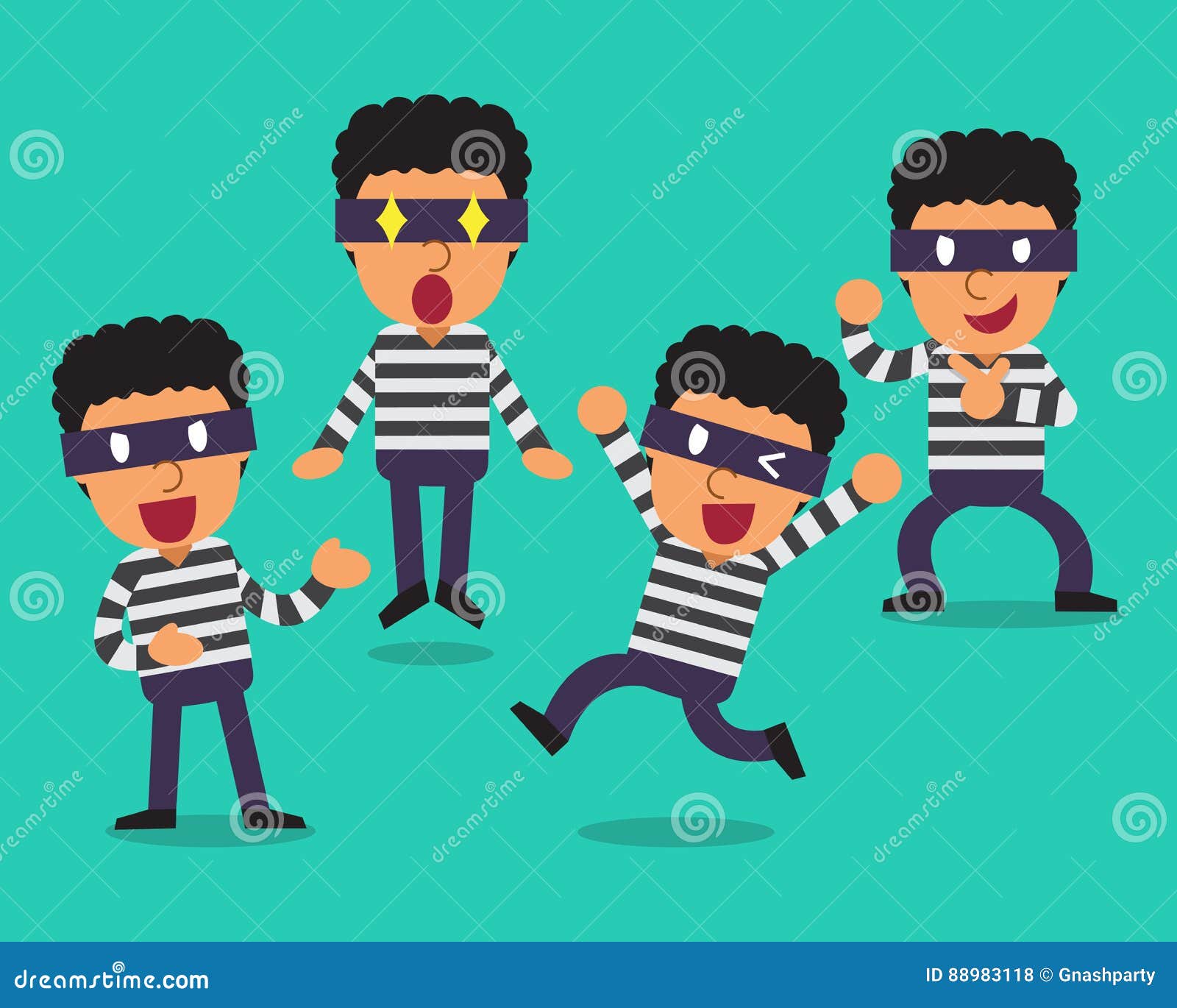 Thief Poses - Set Of Concepts Vector Illustrations | CartoonDealer.com ...