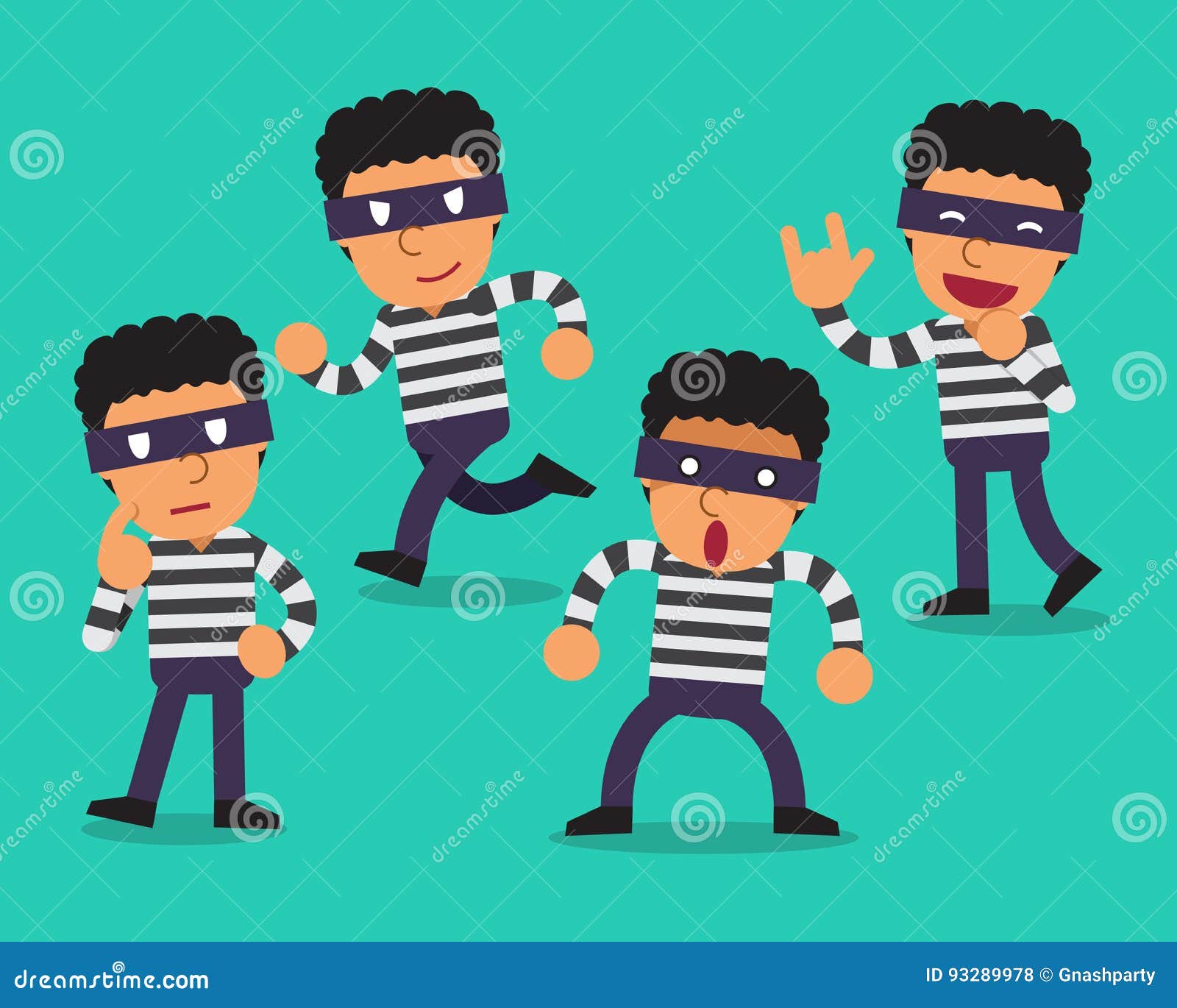Thief Poses - Set Of Concepts Vector Illustrations | CartoonDealer.com ...