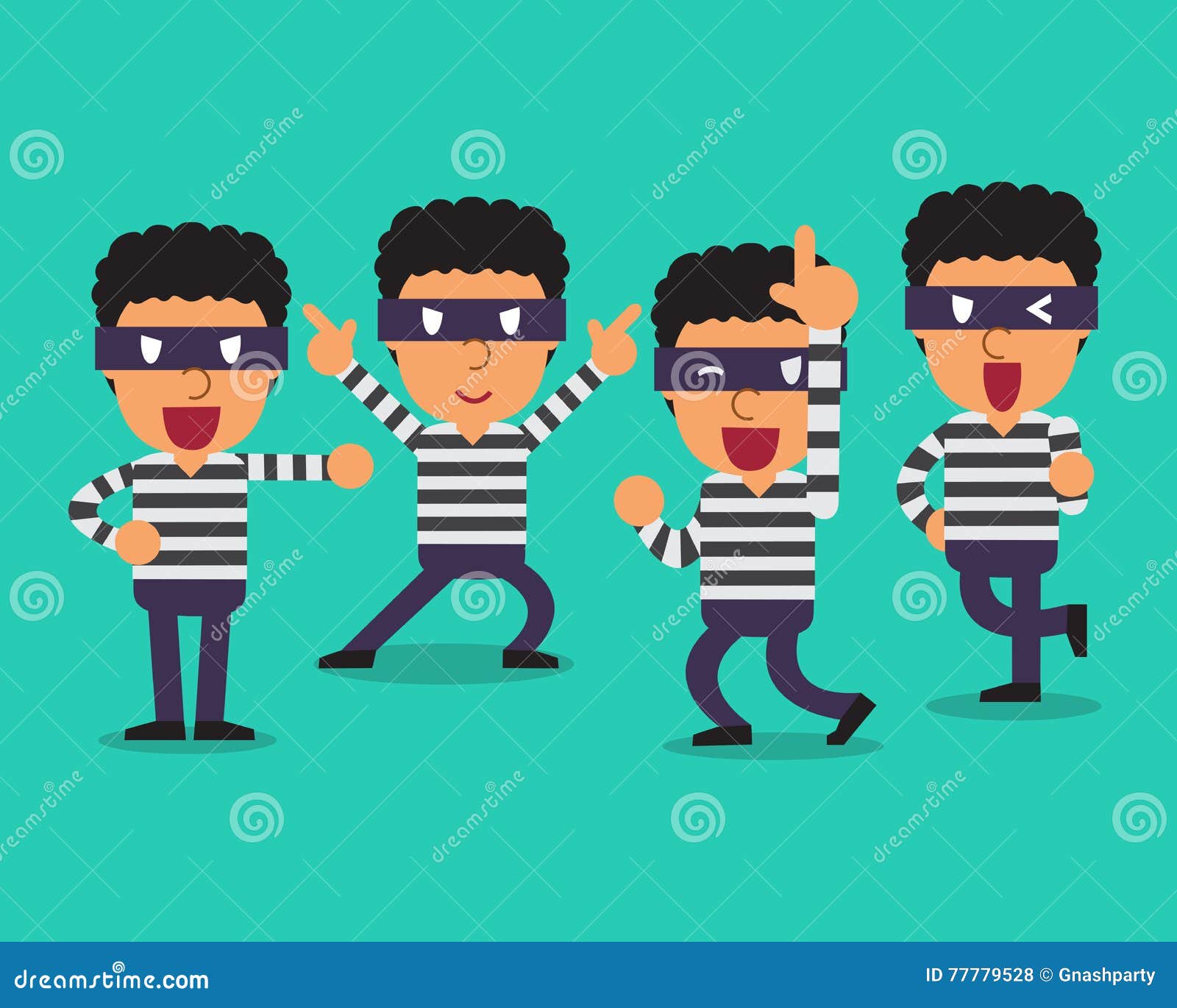 Thief Poses - Set Of Concepts Vector Illustrations | CartoonDealer.com ...