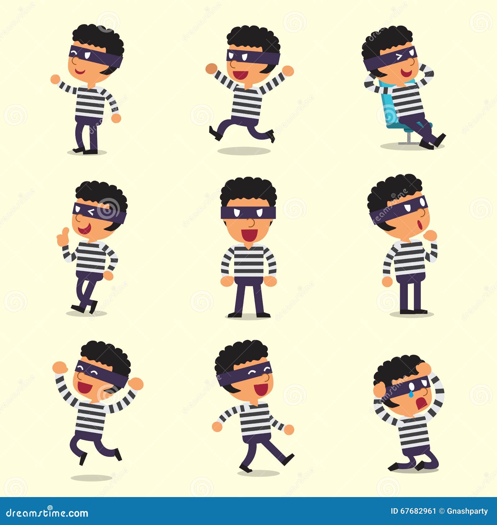 Thief Poses - Set Of Concepts Vector Illustrations | CartoonDealer.com ...