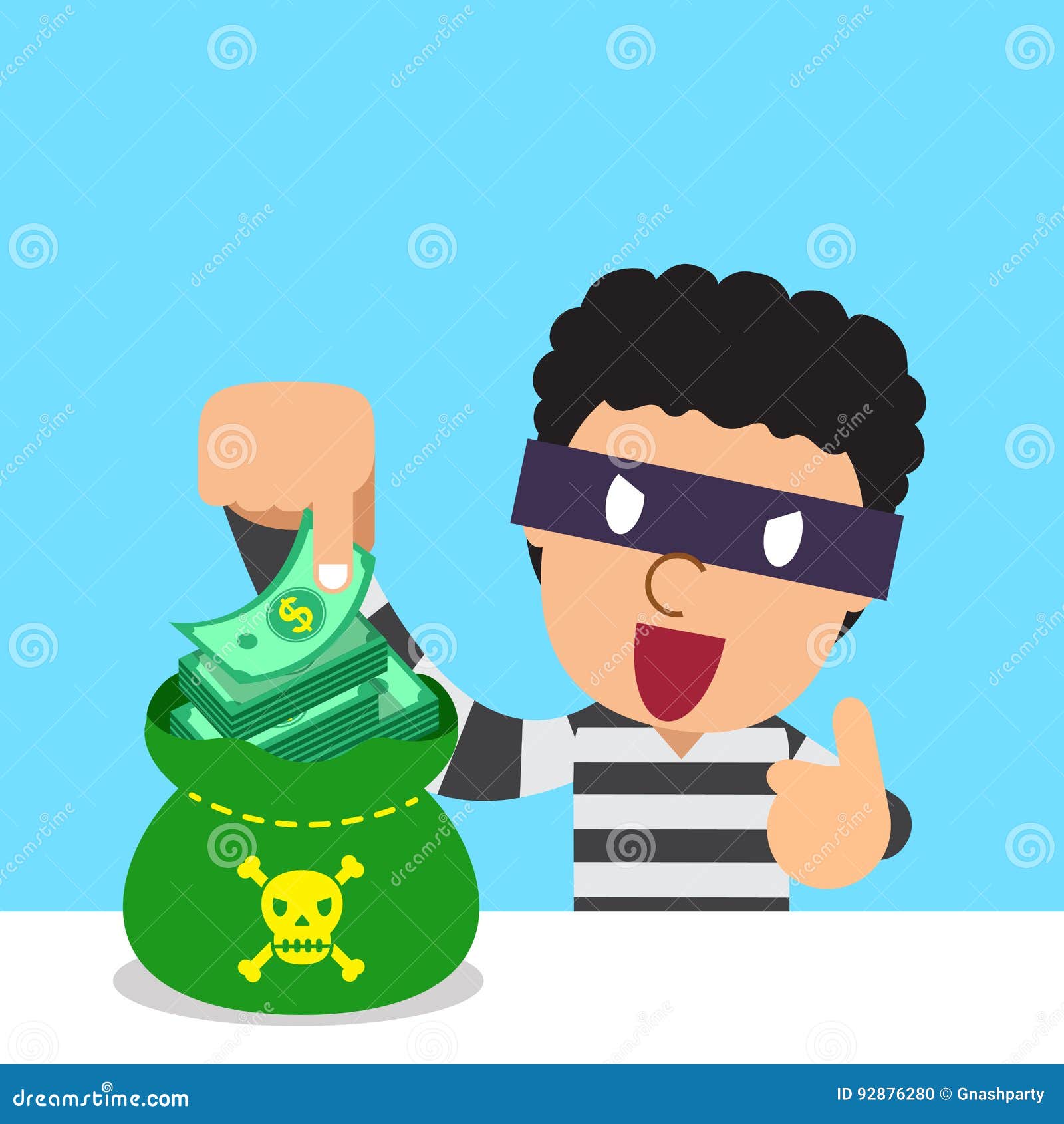 Cartoon Thief with Money Bag Stock Vector - Illustration of stack ...