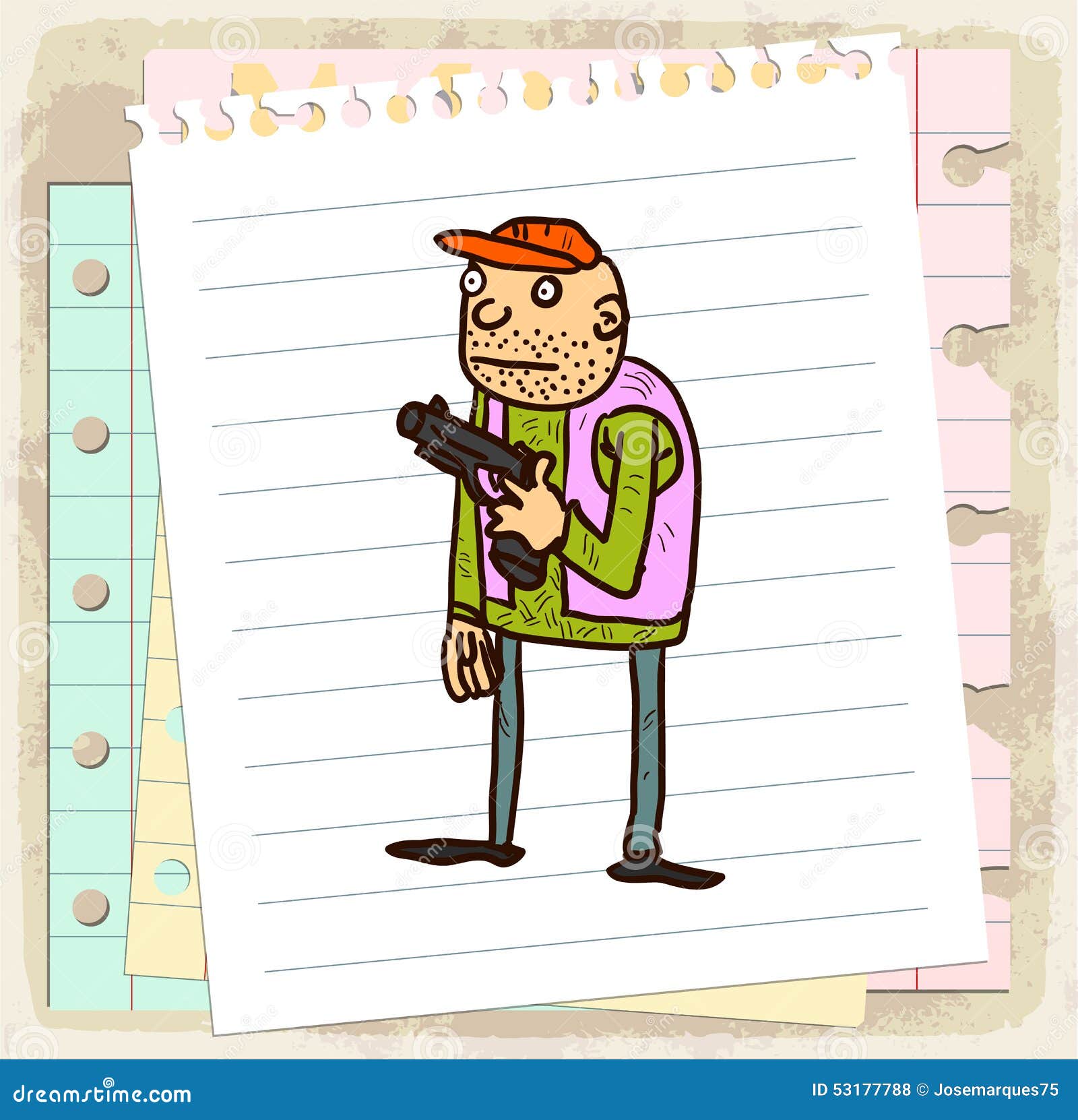 Cartoon Thief on Paper Note, Vector Illustration Stock Vector ...