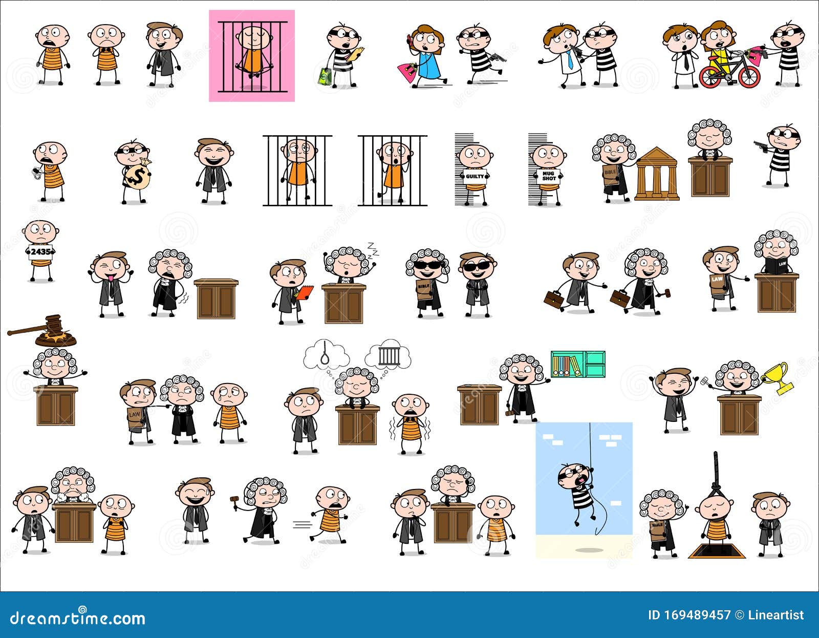 Cartoon Thief - Set of Concepts Vector Illustrations Stock Vector ...