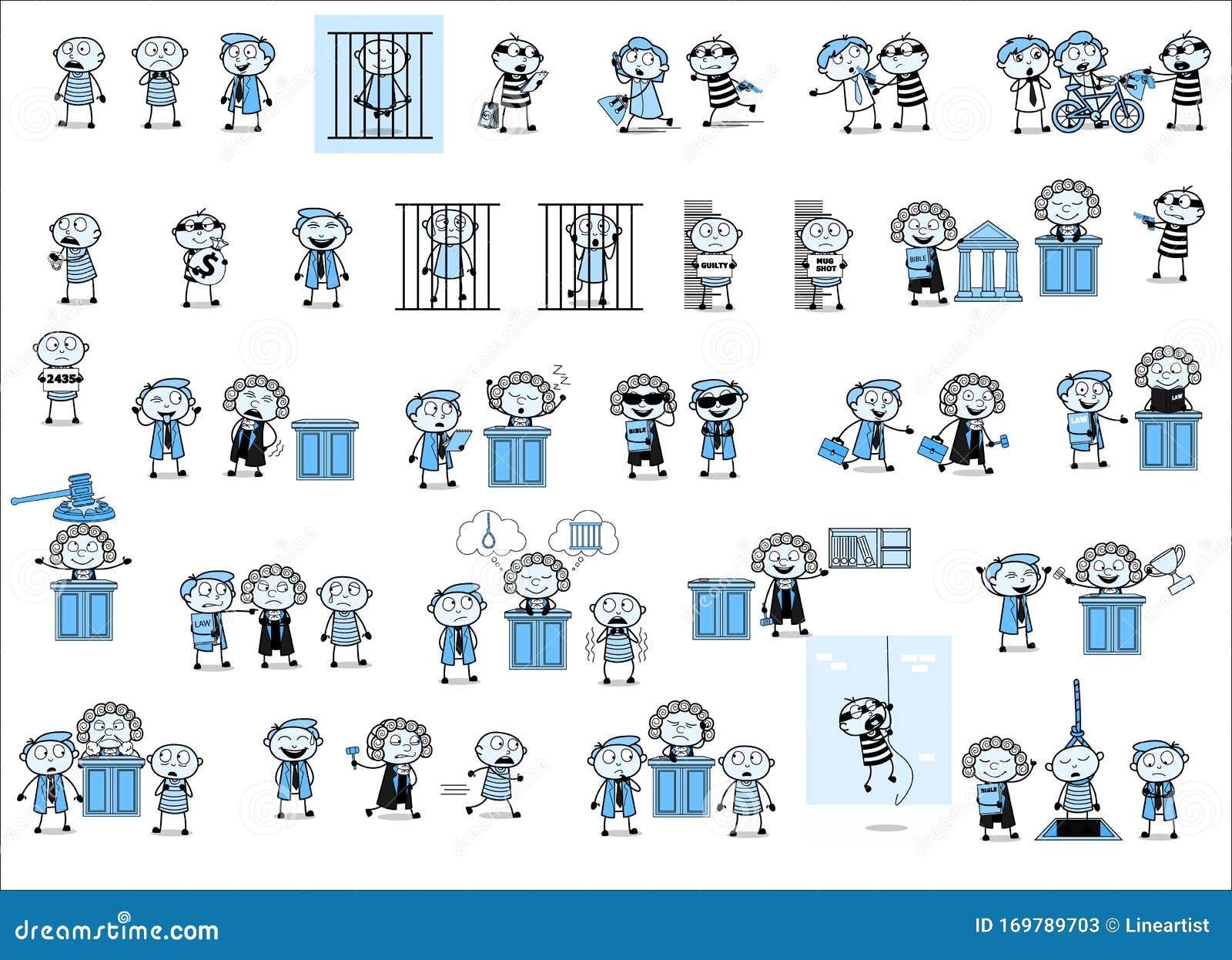 Cartoon Thief - Set Of Various Concepts Vector Illustrations ...