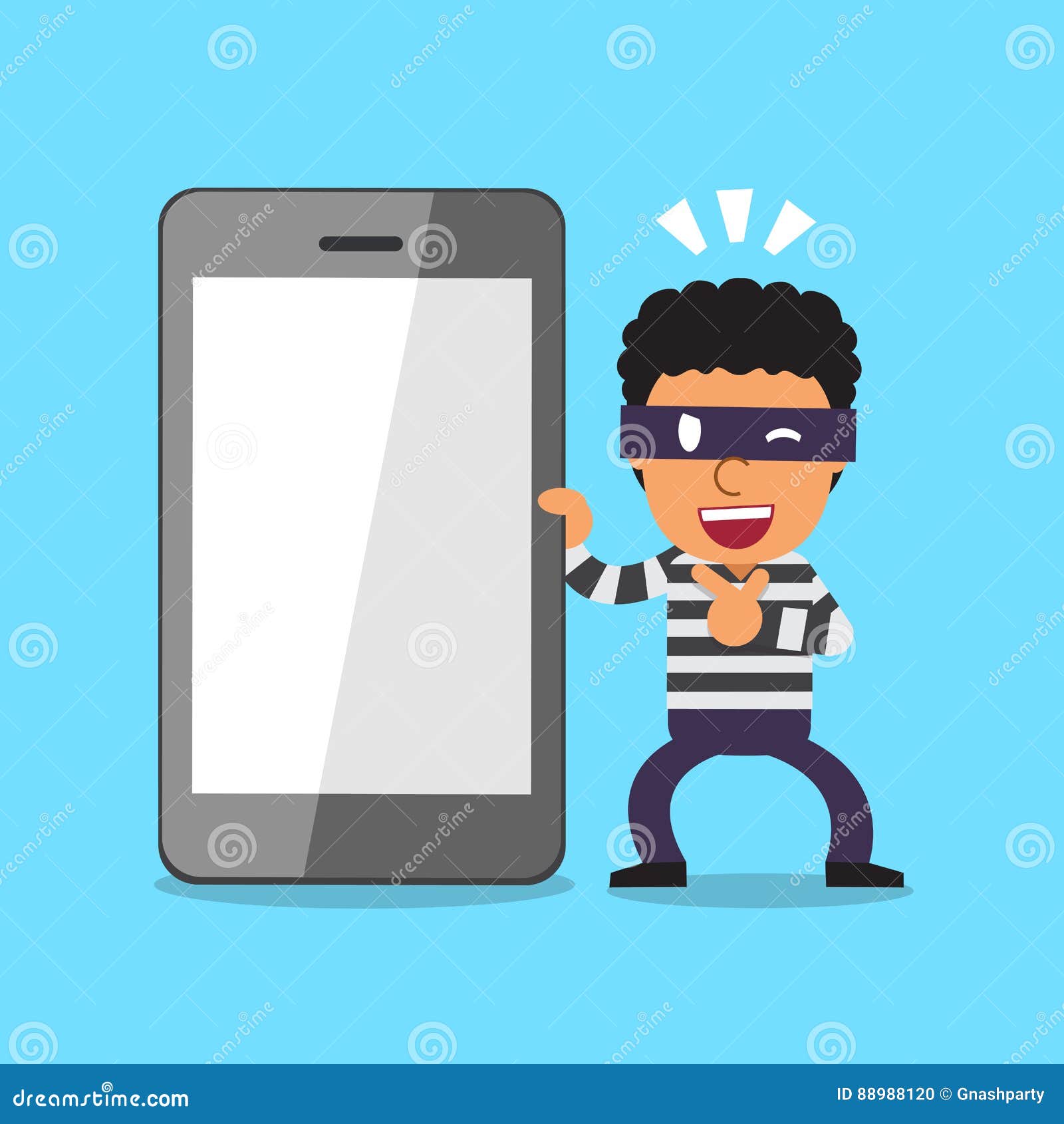 Cartoon Thief and Smartphone Stock Vector - Illustration of idea, hold ...