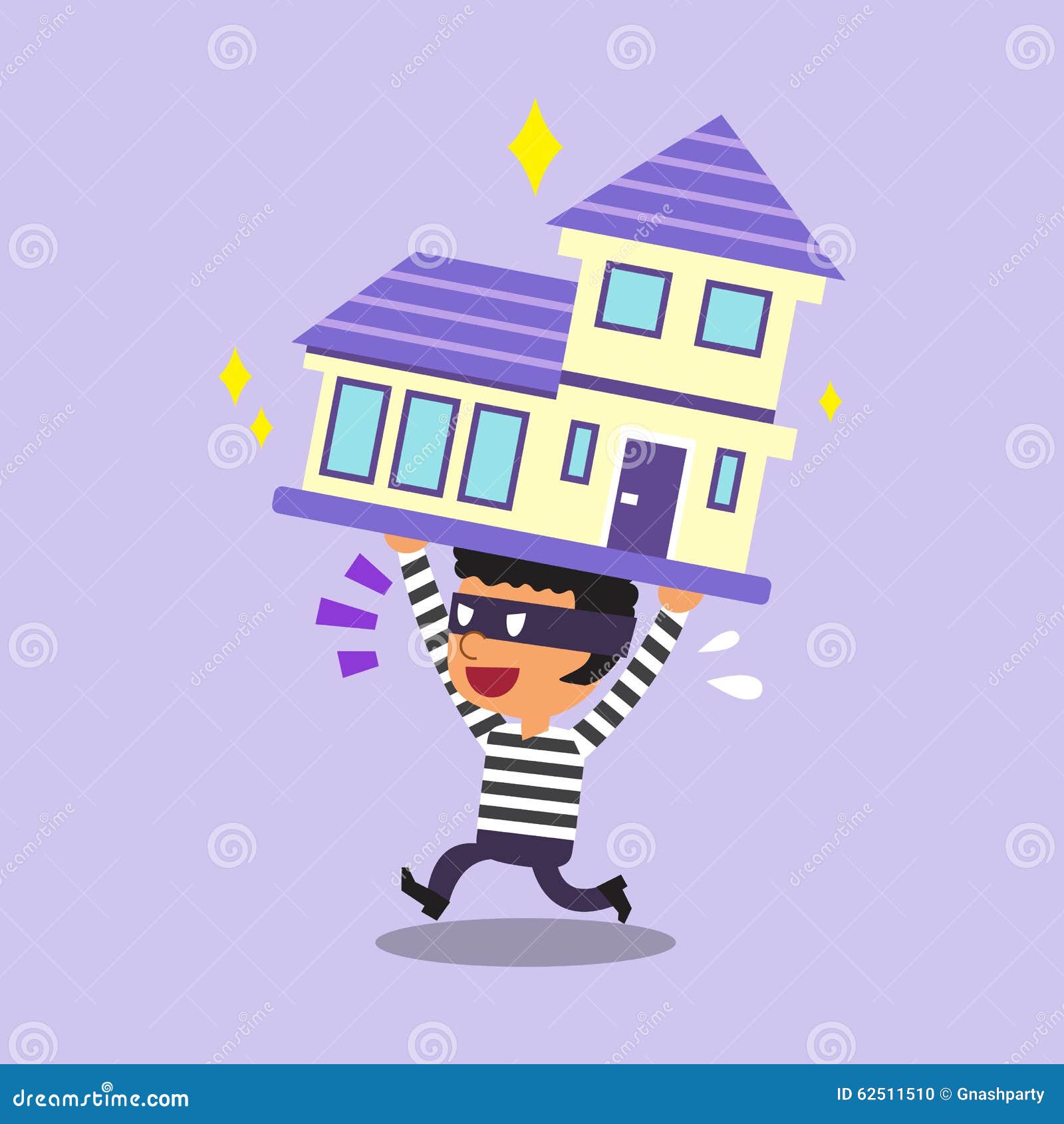 Cartoon Thief Stealing A House Stock Vector - Image: 62511510