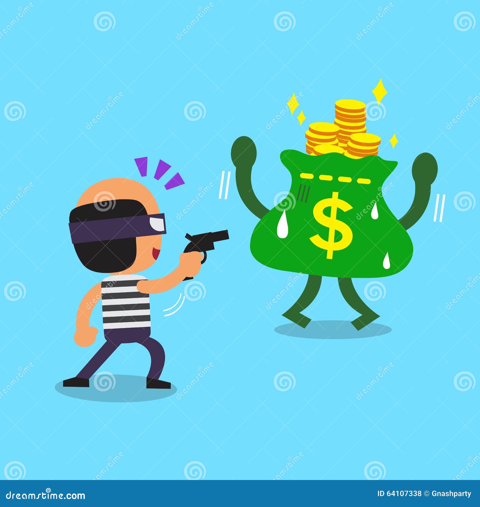 Cartoon Thief Stealing Money Stock Vector - Illustration of cute ...