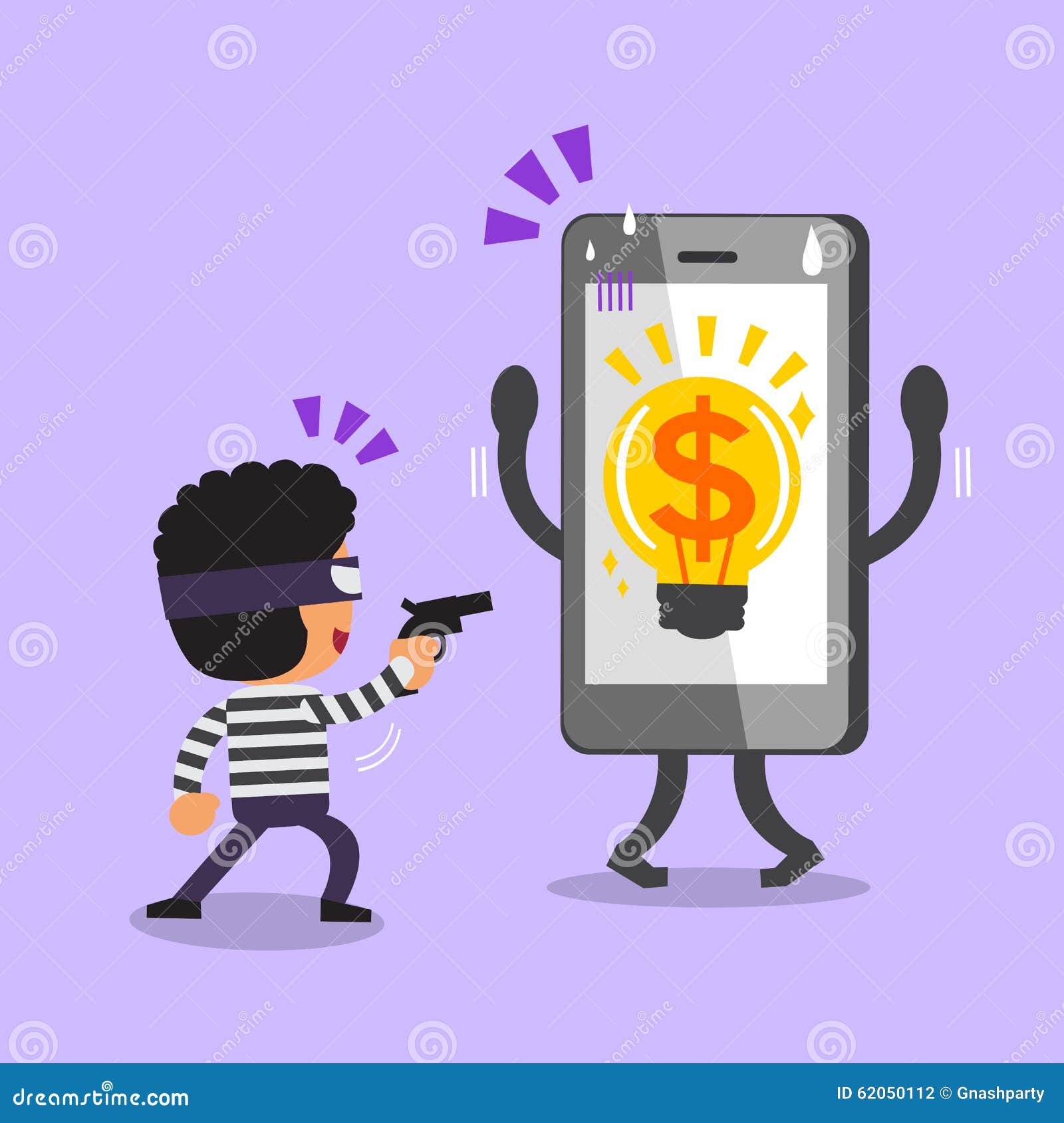Cartoon Thief Stealing Money Idea from Smartphone Stock Vector ...